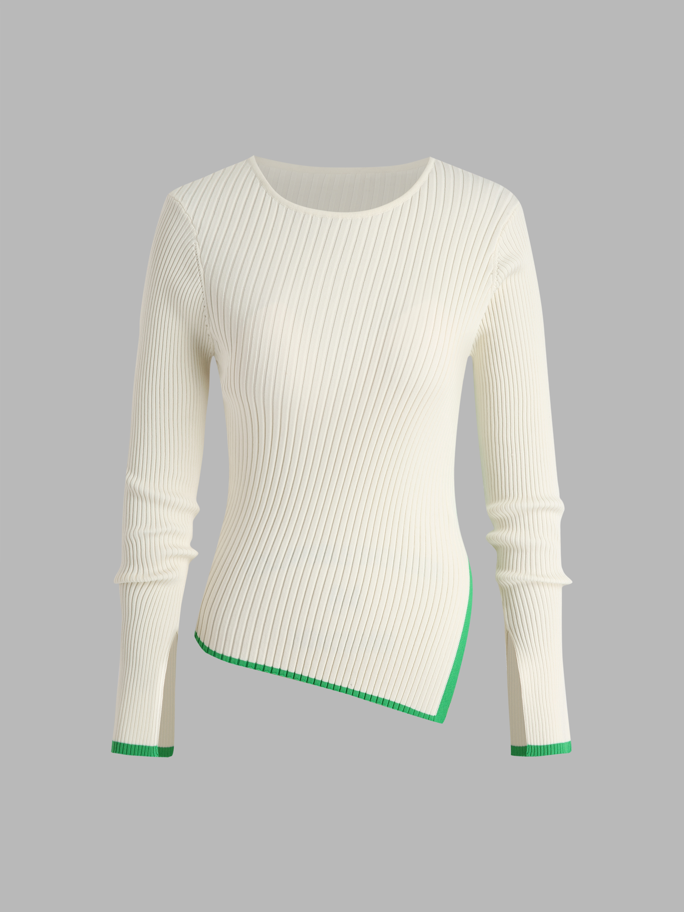 Contrasting Trim Slit Sweater - Cider
