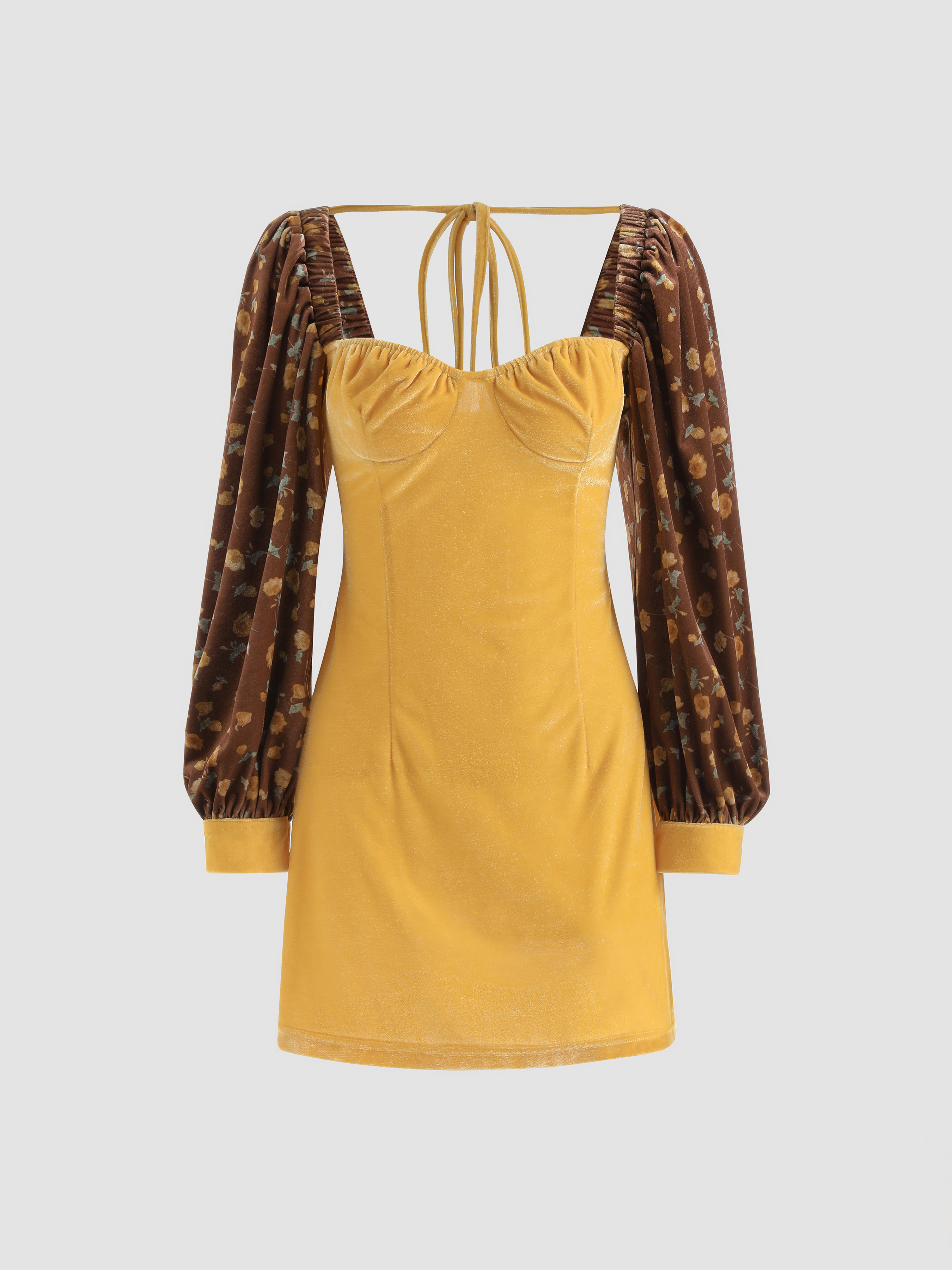 Retro Floral Patchy Dress For Exhibition