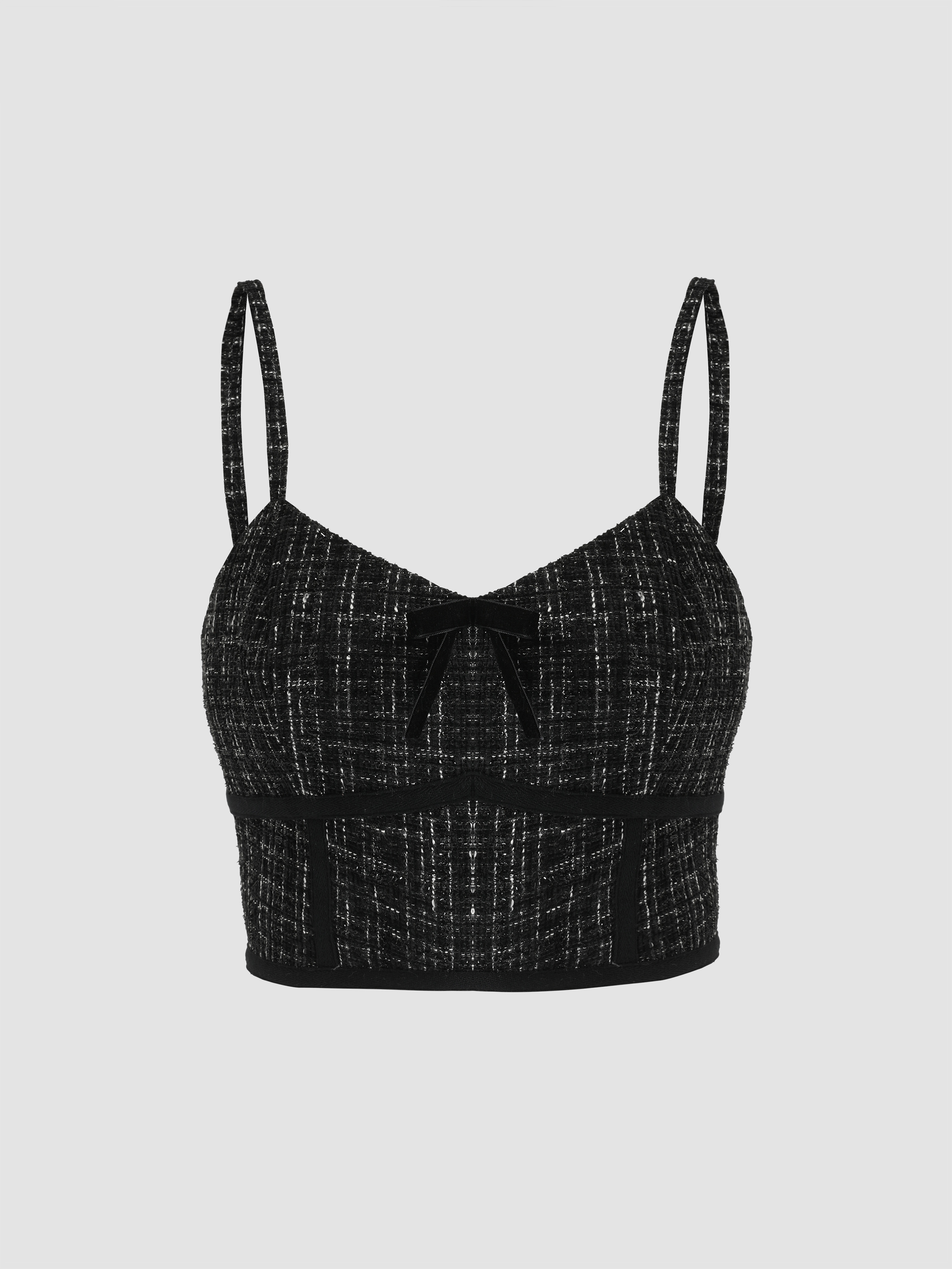 Outside The Lines Tweed Tank Top For Daily Casual Date