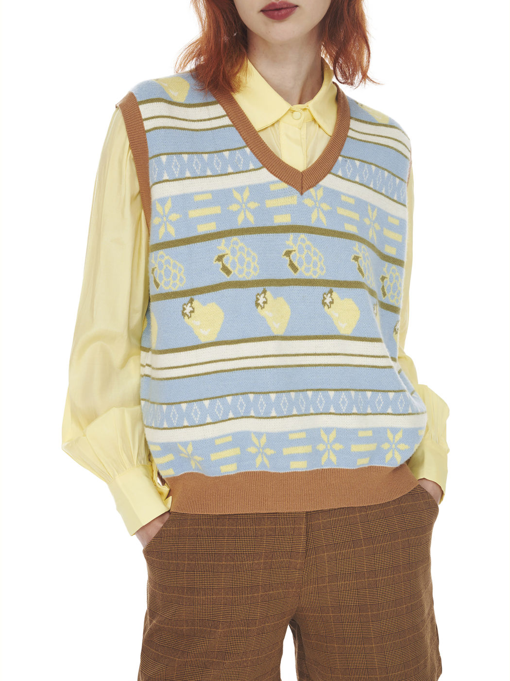 Festive Light Blue Sweater Vest - Cider