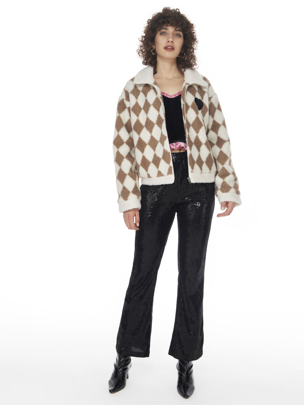 Love and Diamonds Sherpa Jacket For Daily Casual Home