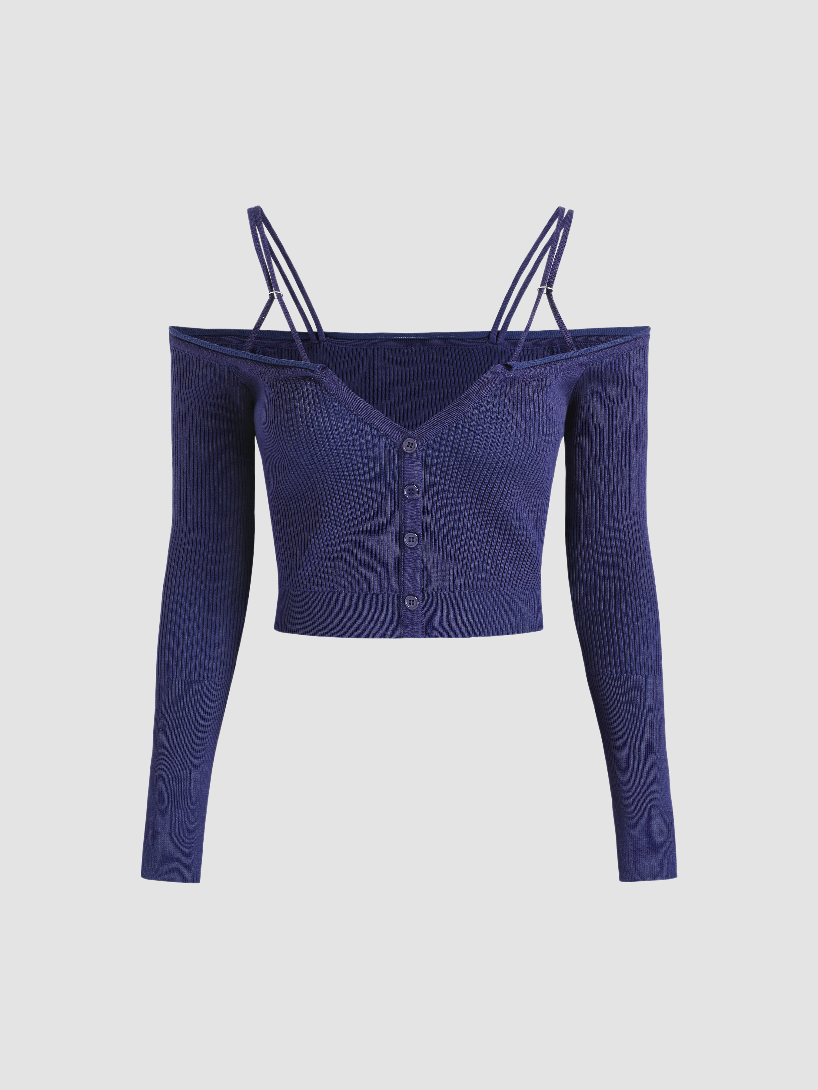 Solid Spaghetti Straps Sweater - Cider