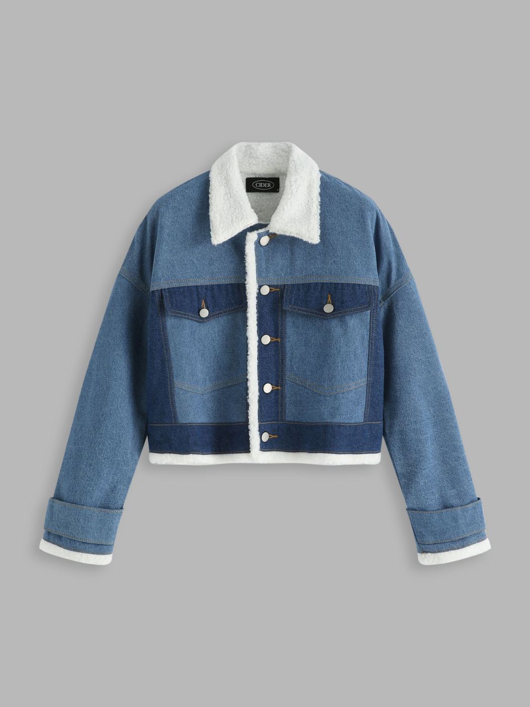 Lamb Wool Denim Coat - Cider
