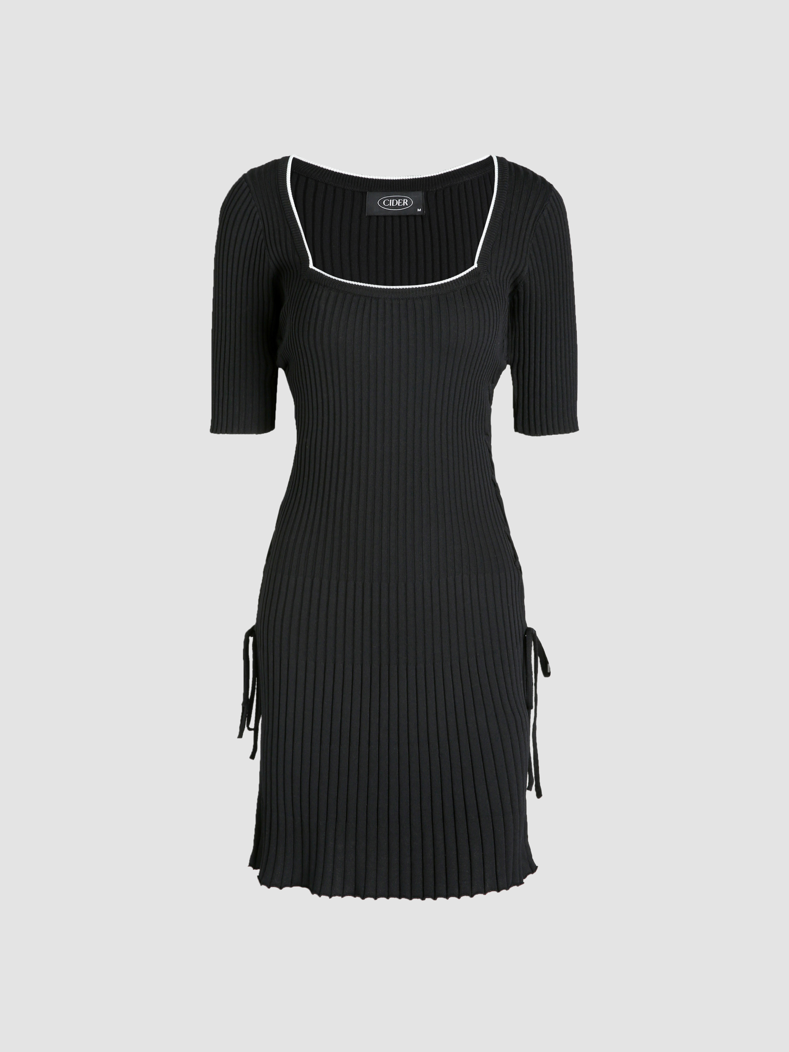 Knit Lace Up Rib Mini Dress Cider