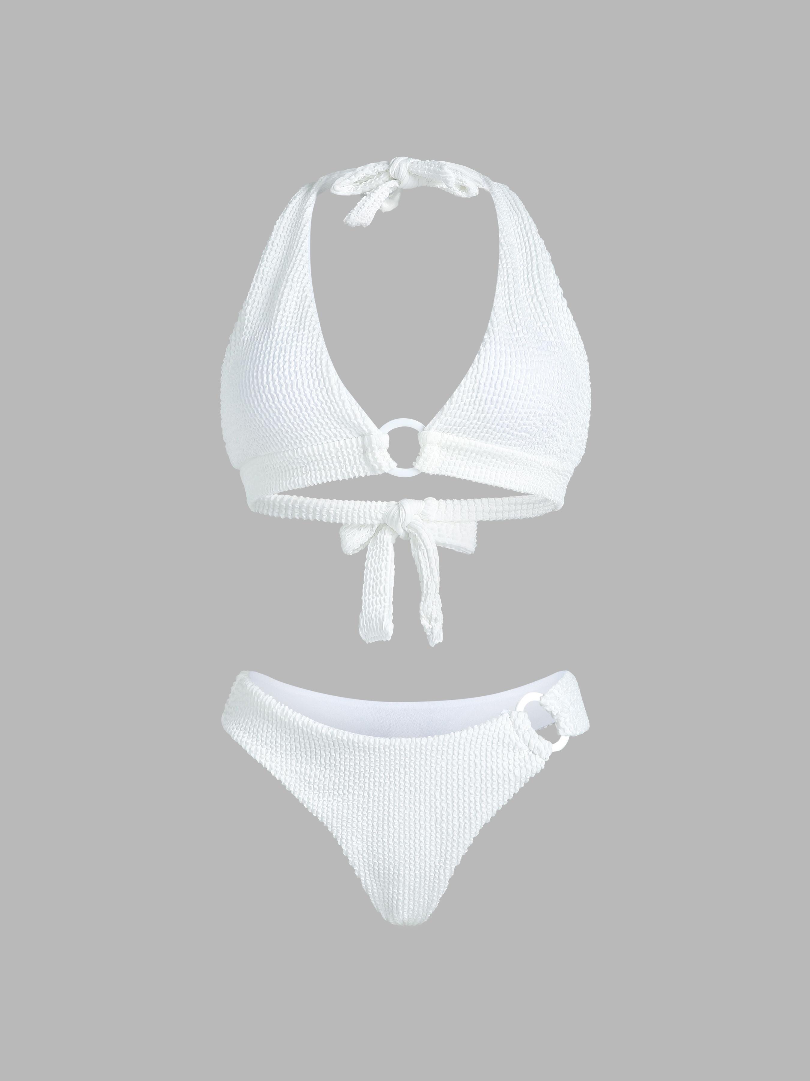 Texture Knotted Bikini Set - Cider