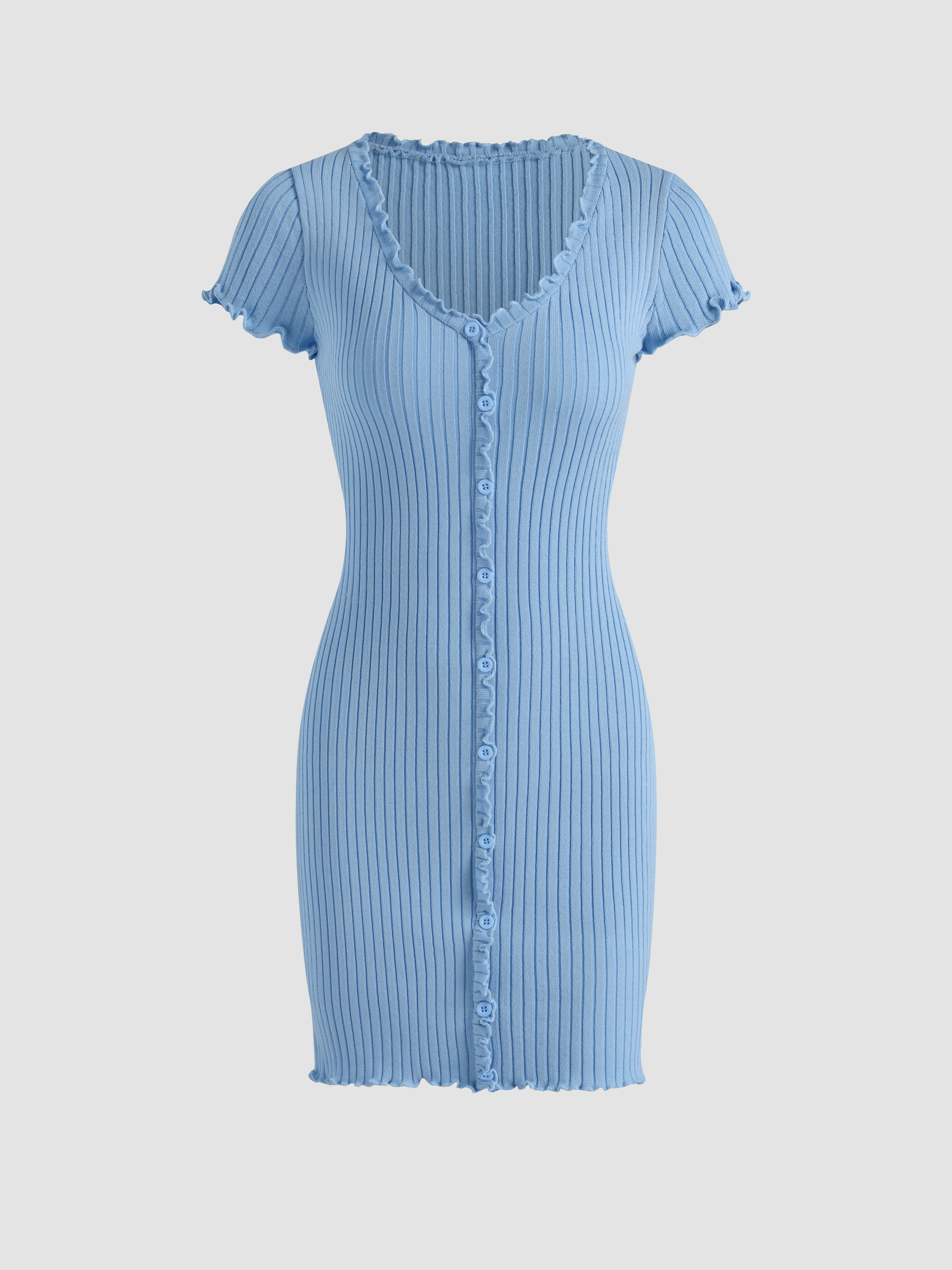 Ruffle Solid Knit Mini Dress - Cider
