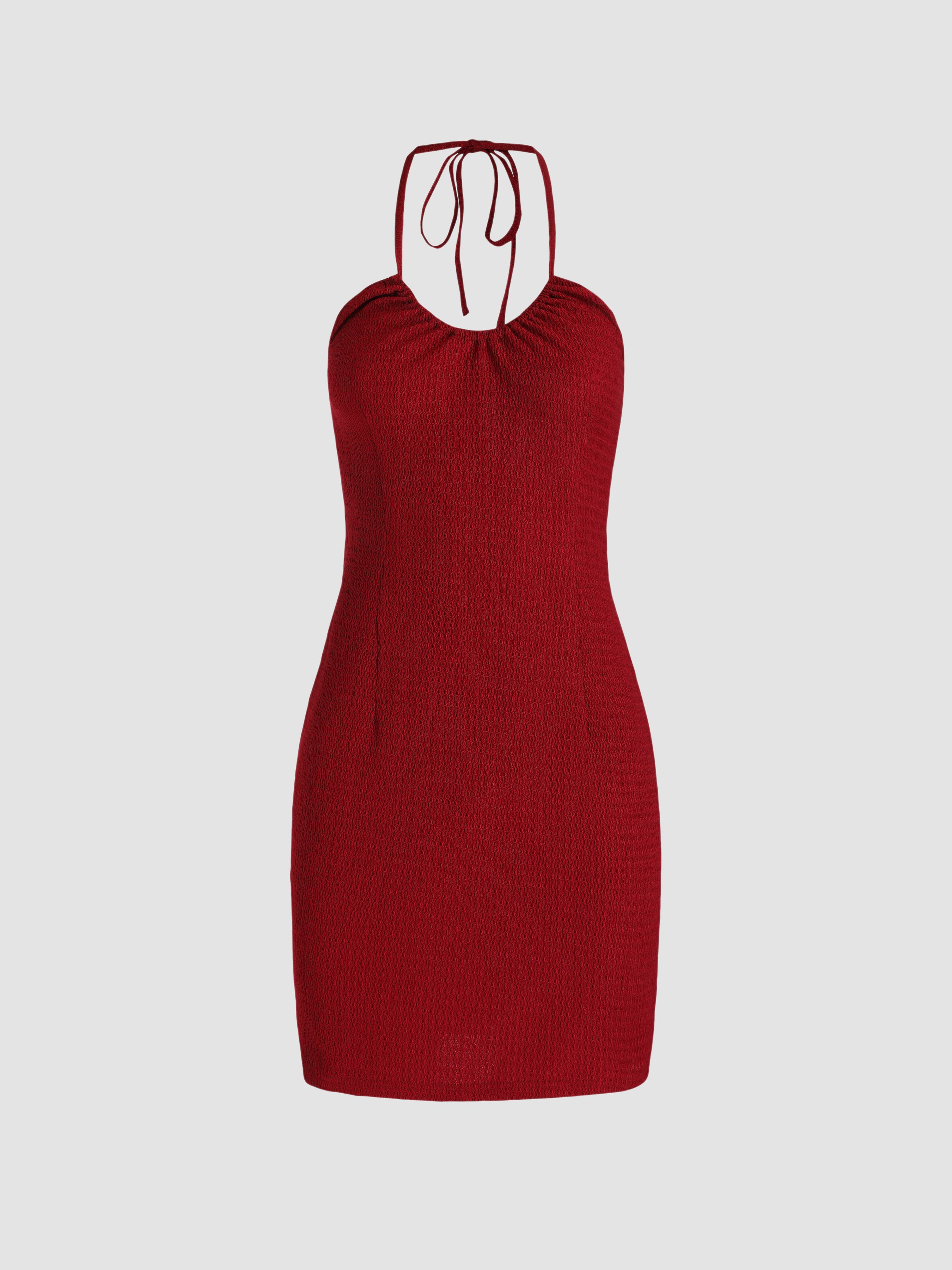 Solides Neckholder-Minikleid - Cider