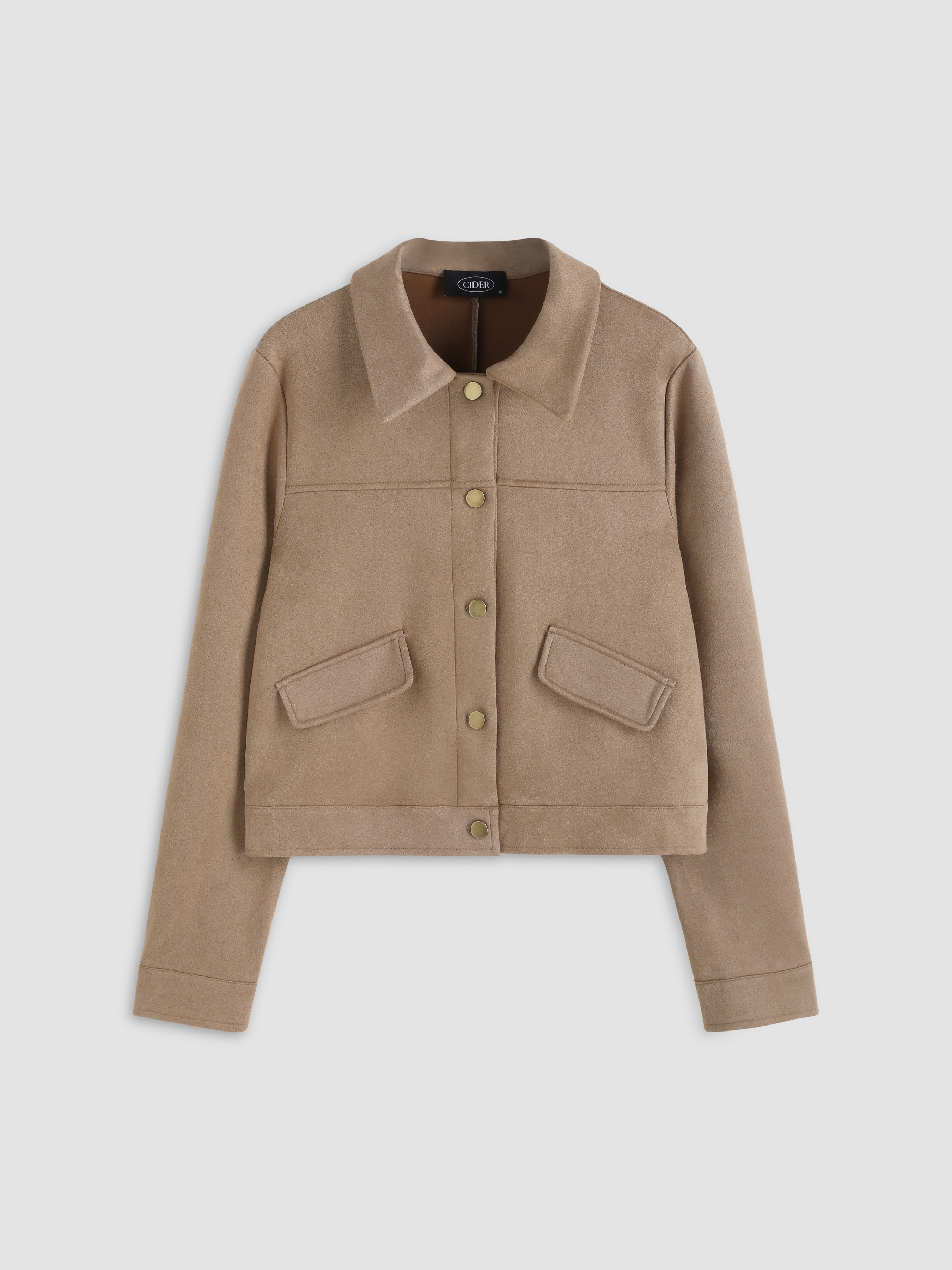 Suede Button Up Jacket For School Daily Casual Date