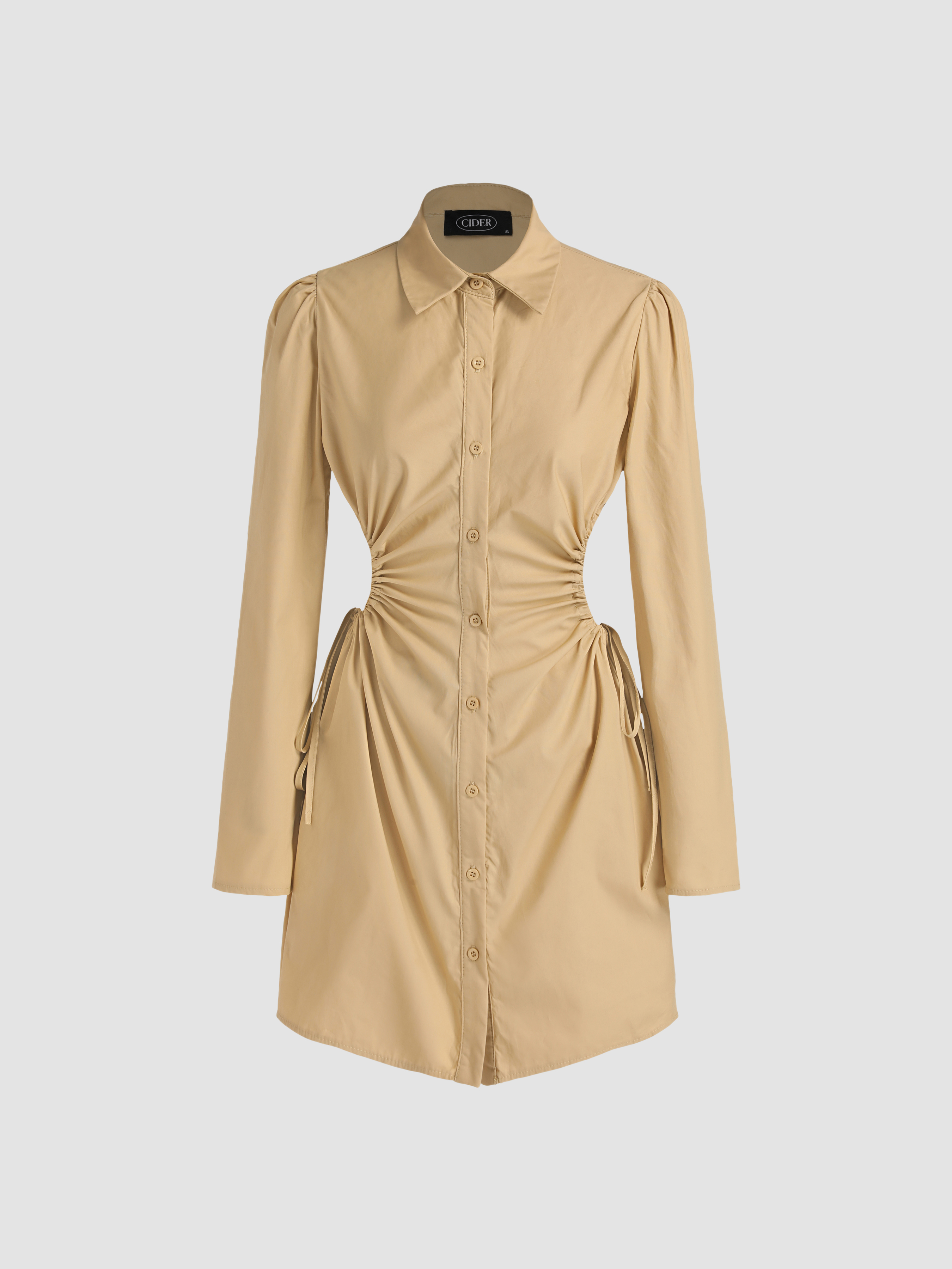 Solid Cut Out Collar Mini Dress - Cider