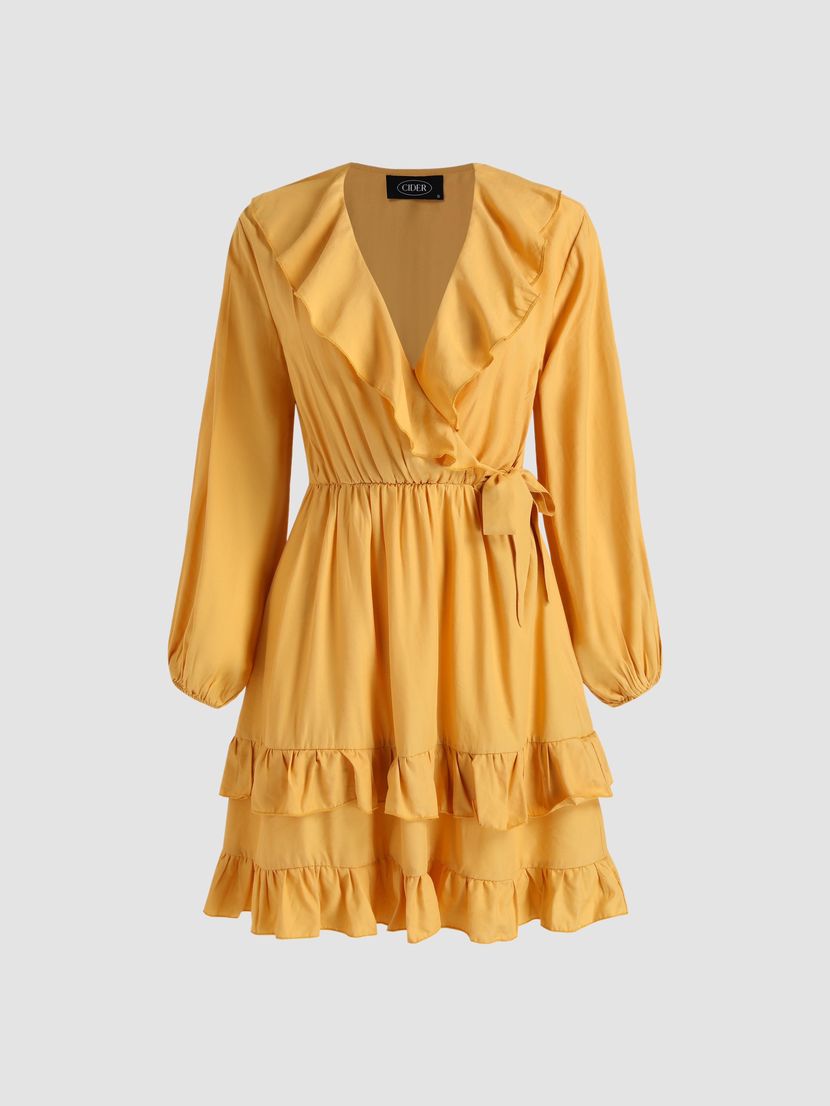Side Bowknot Ruffle Mini Dress For Daily Casual