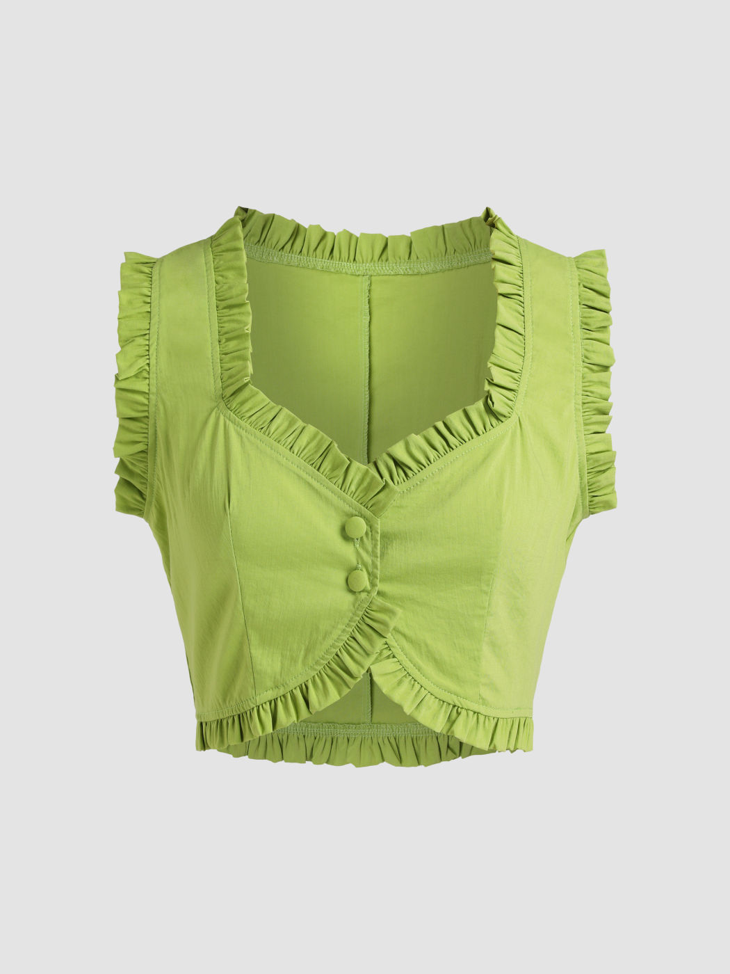 Ruffle Button Tank Top For School Daily Casual Date Work