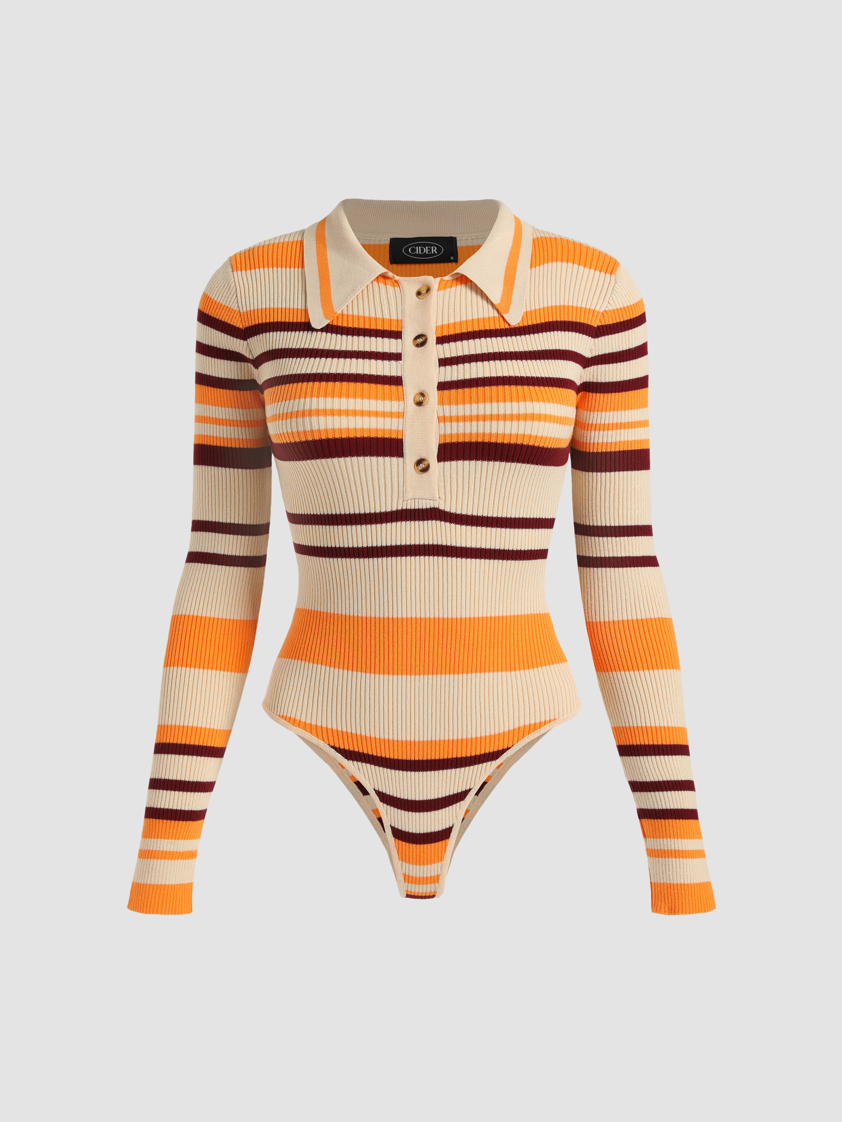 Striped Sweater Bodysuit - Cider