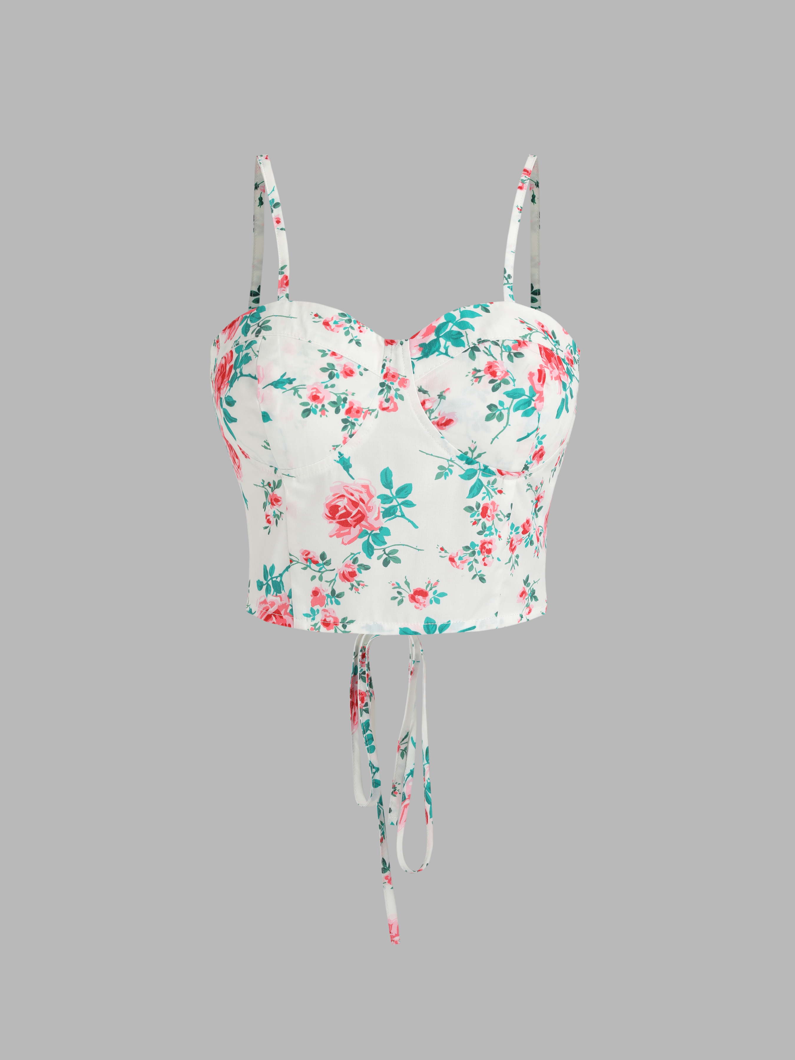 Floral Lace Up Tank Top - Cider