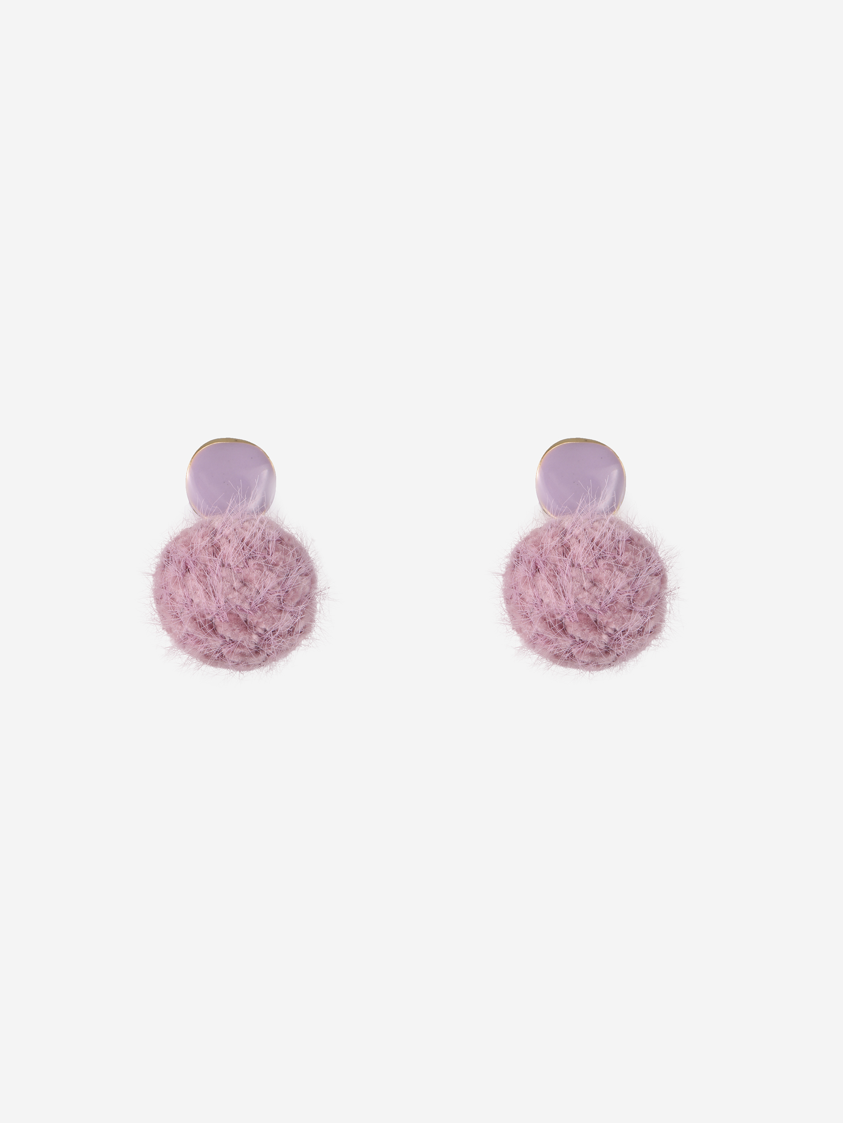 Purple Fuzzy Ball Earrings - Cider