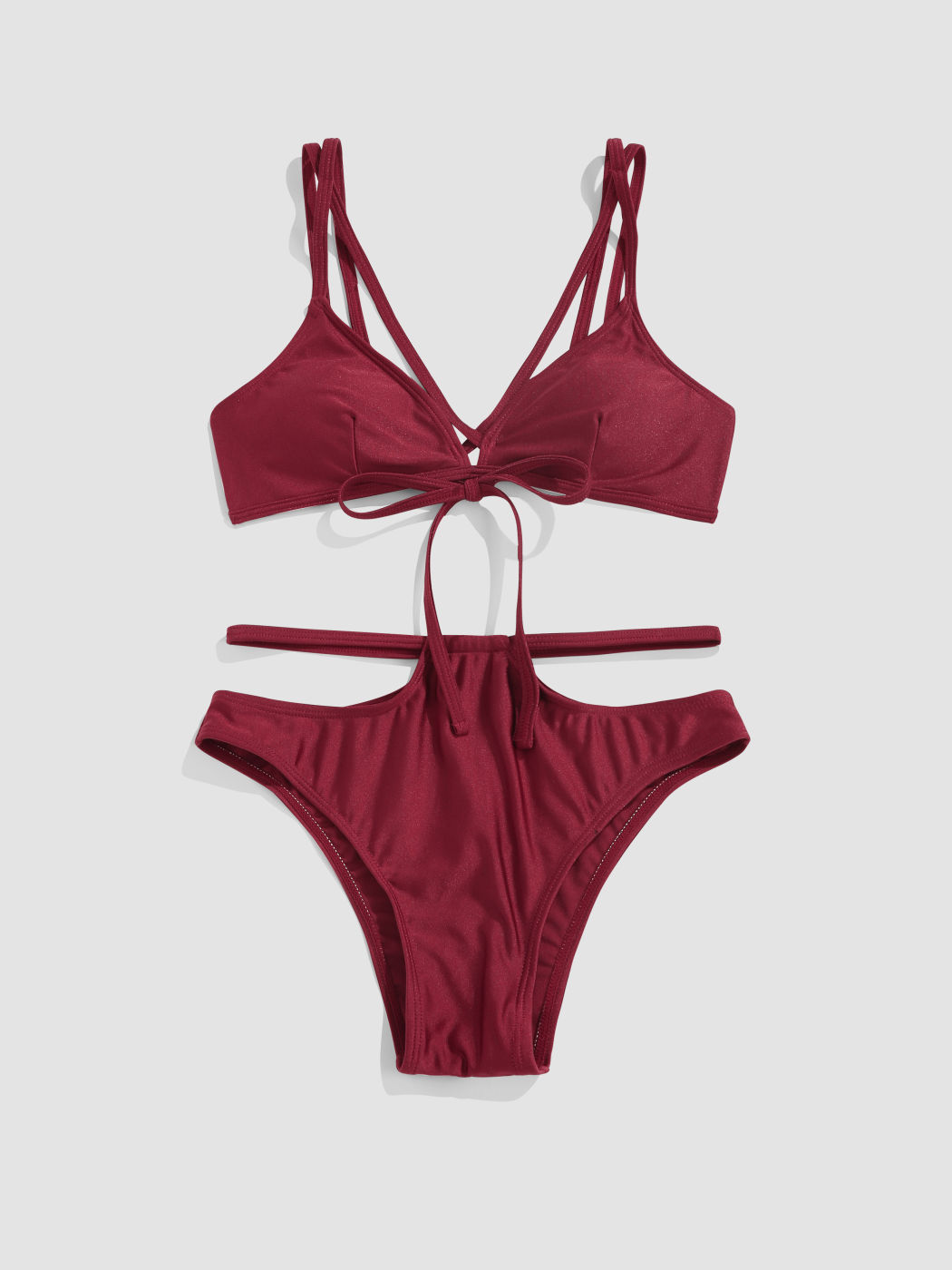 Solid Strappy Bikini Set - Cider