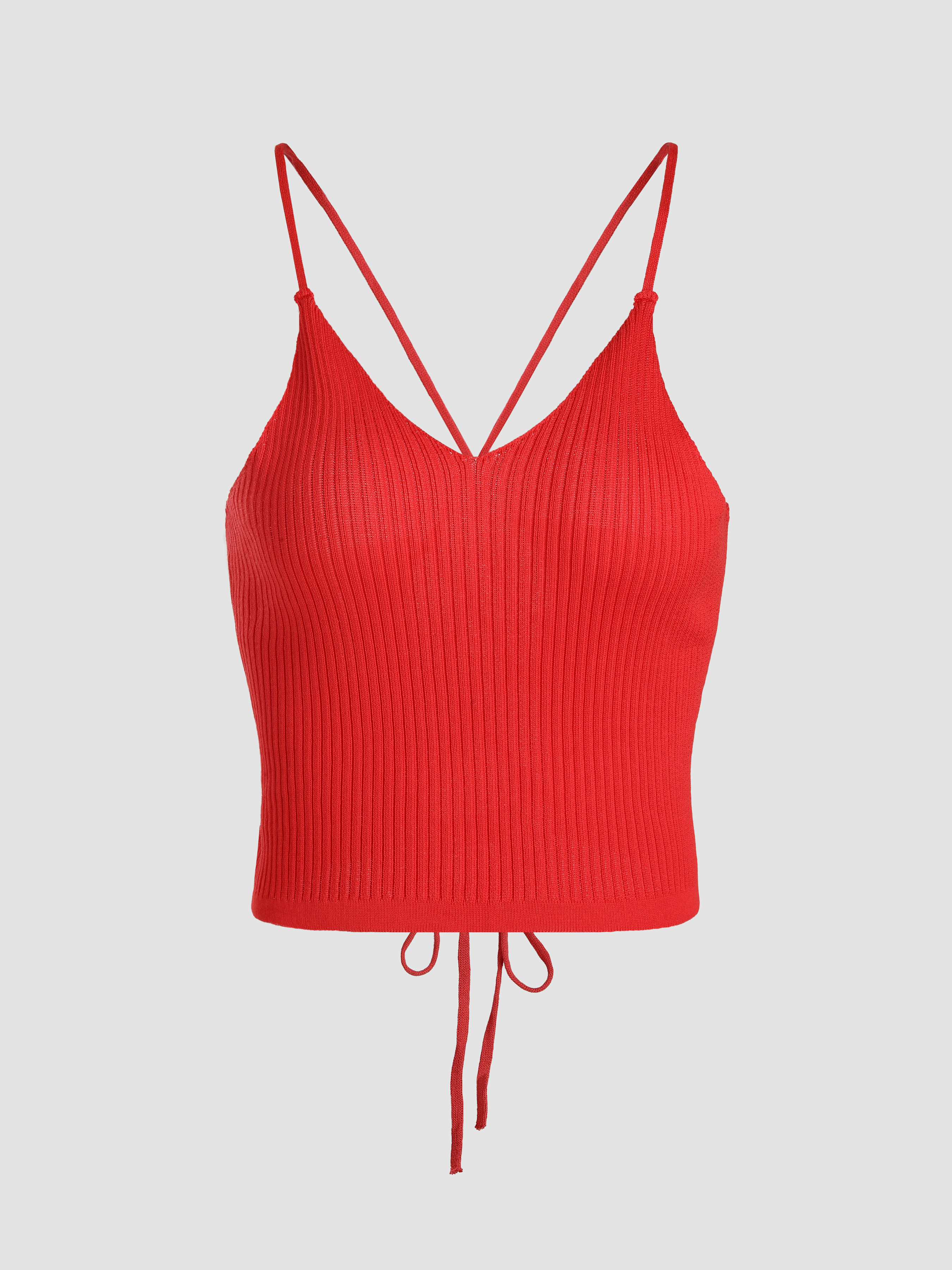Lace Up Rib Cami Top Cider