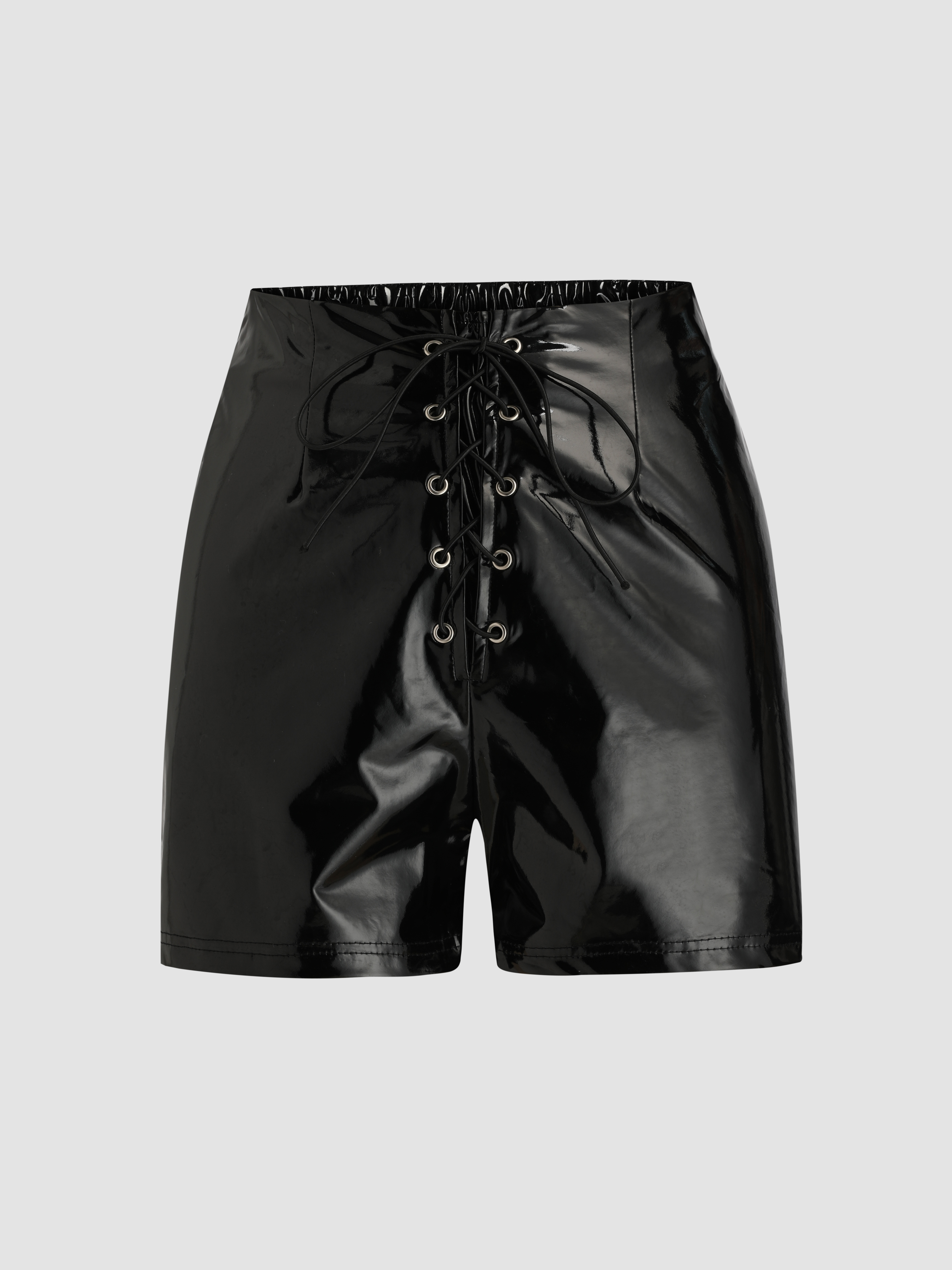 Solid Front Tied Mini Shorts - Cider