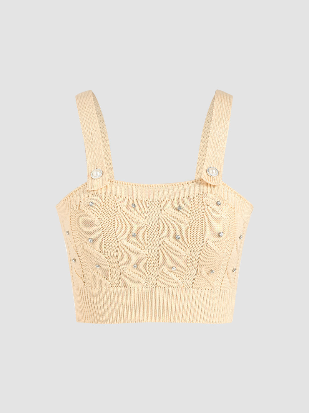 Rhinestone Knit Tank Top For Daily Casual Date
