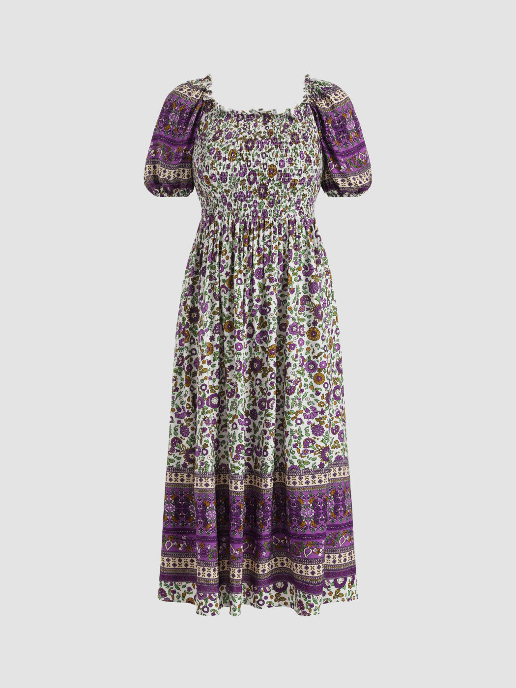 Floral Patchwork Maxi Dress For Vacation