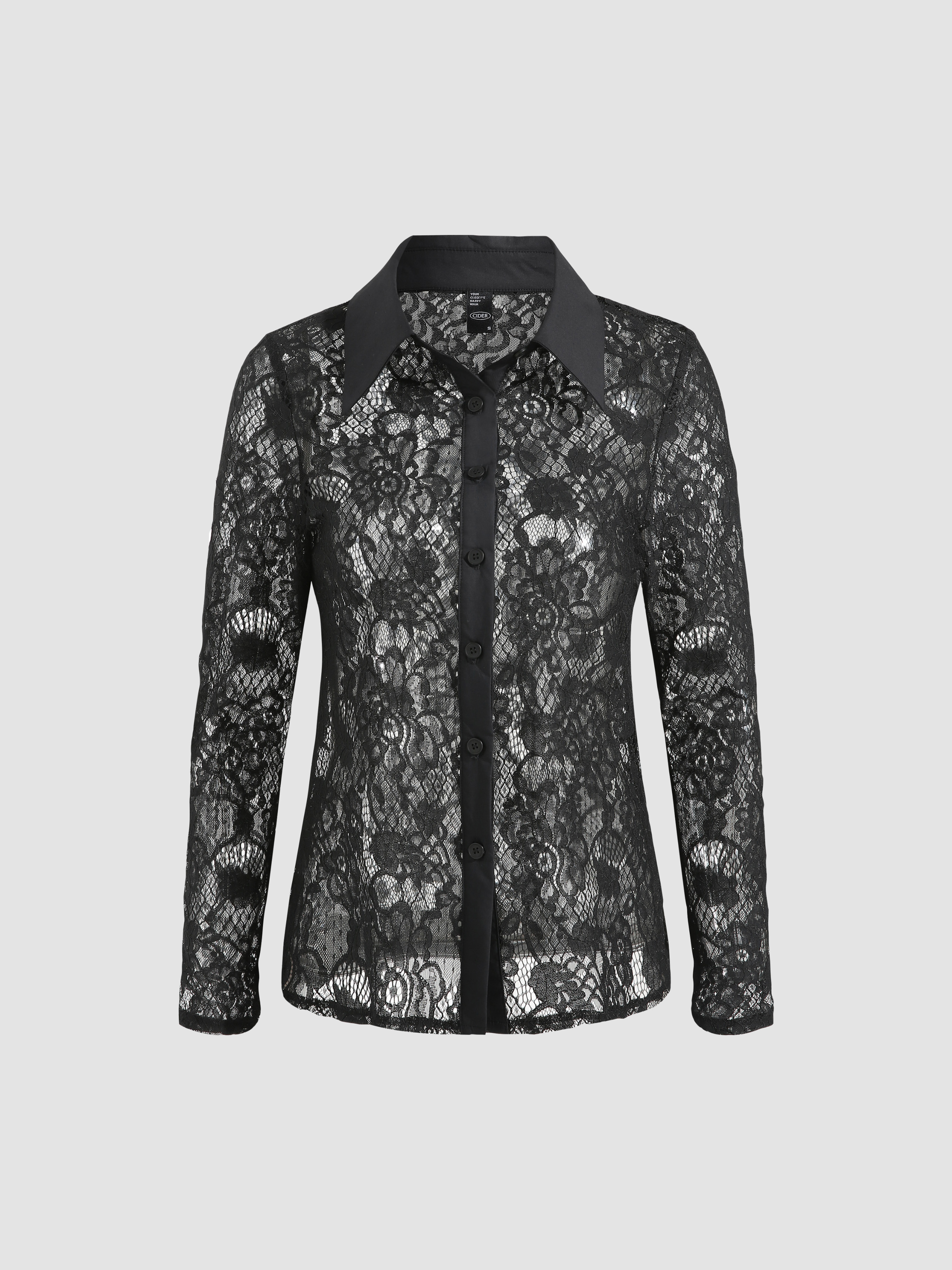 Floral Lace Mesh Blouse For Daily Casual Date
