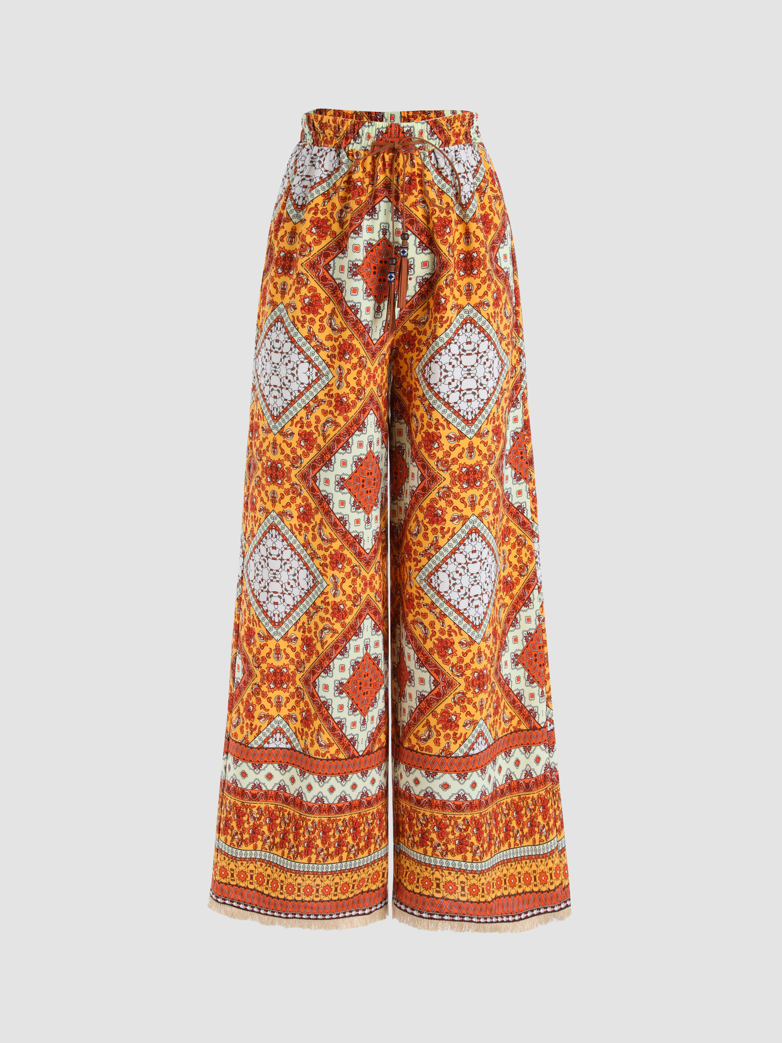 Tribal Pattern Wide Leg Pants For Vacation