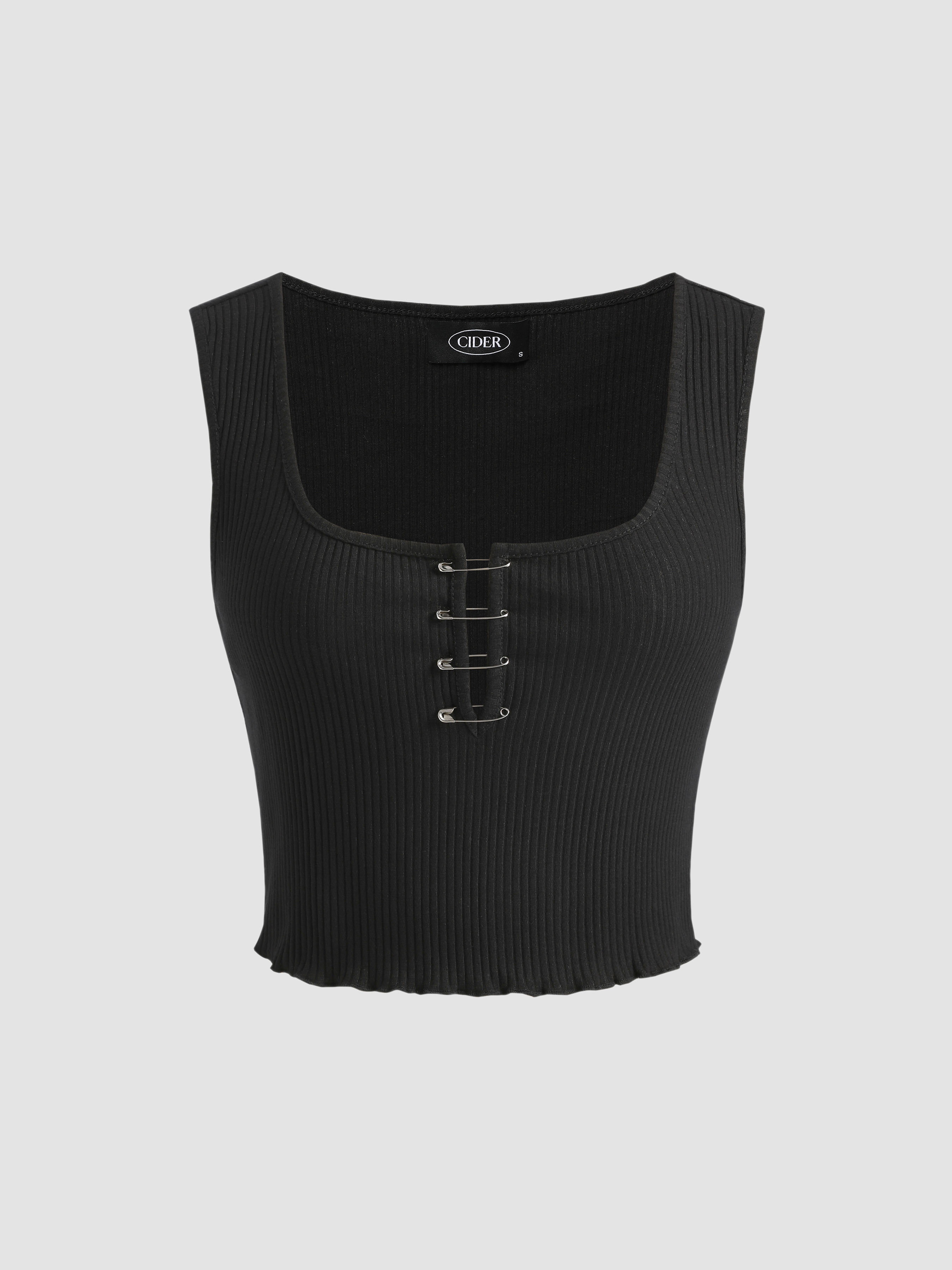 Solid Pin-Front Tank Top