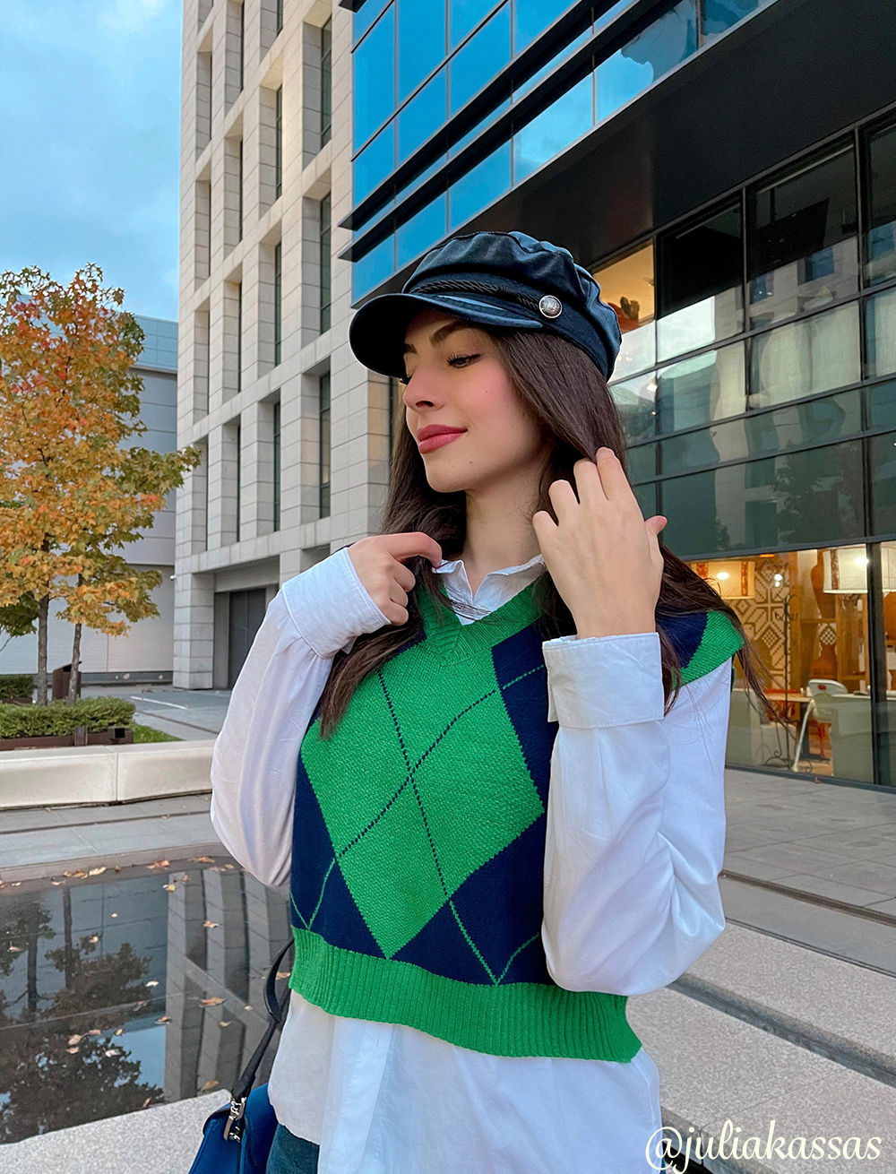 Diamond Pattern Knitted Vest - Cider