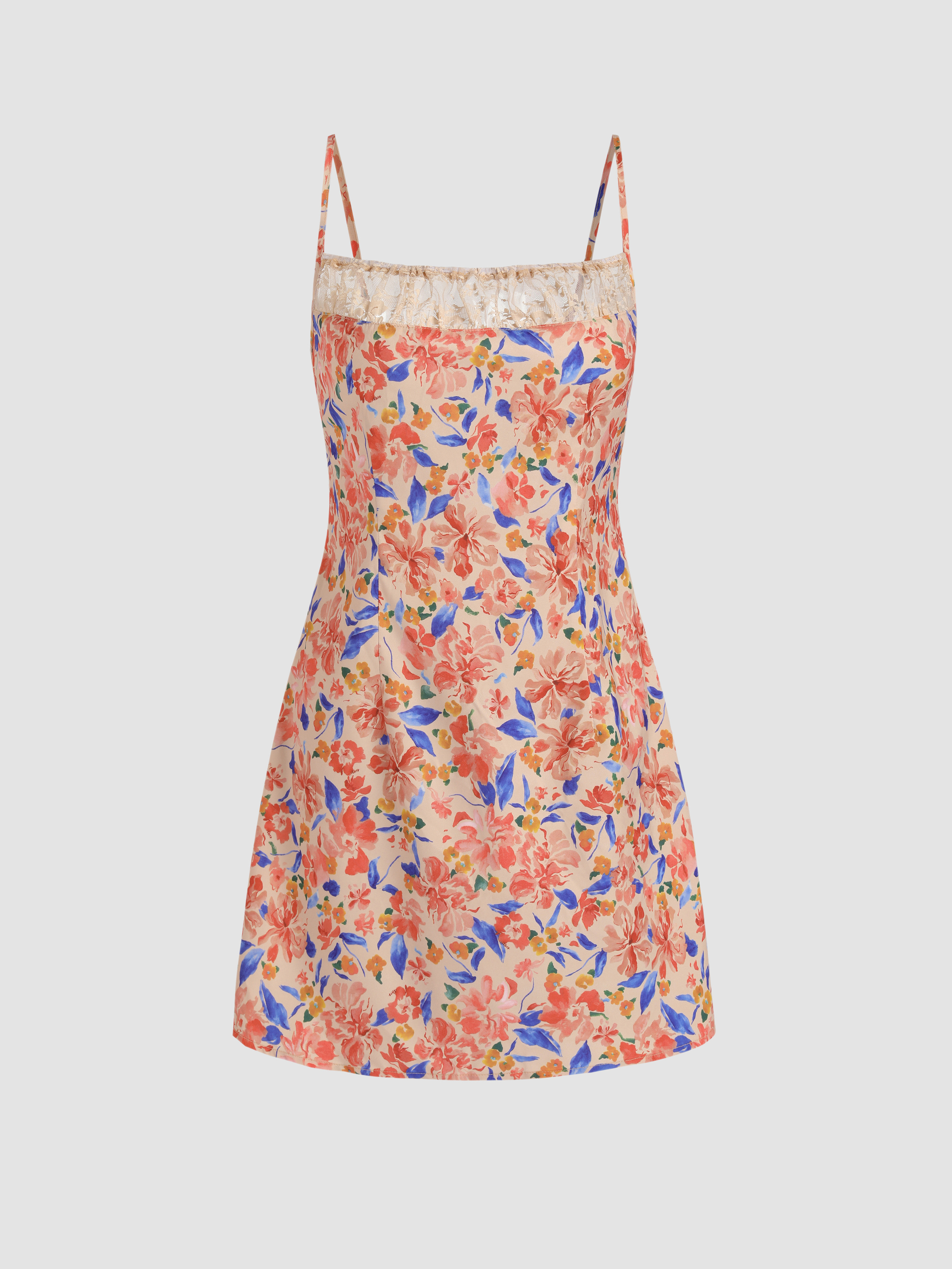 Floral Lace Patchy Cami Dress