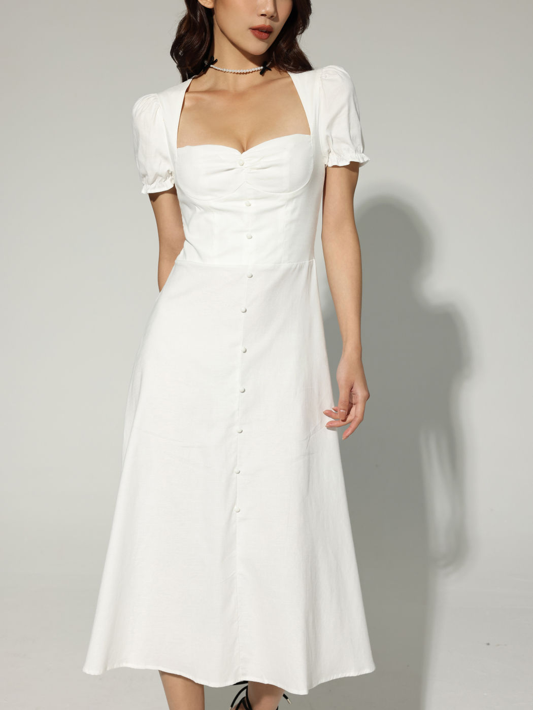 Solid Square Neck Maxi Dress