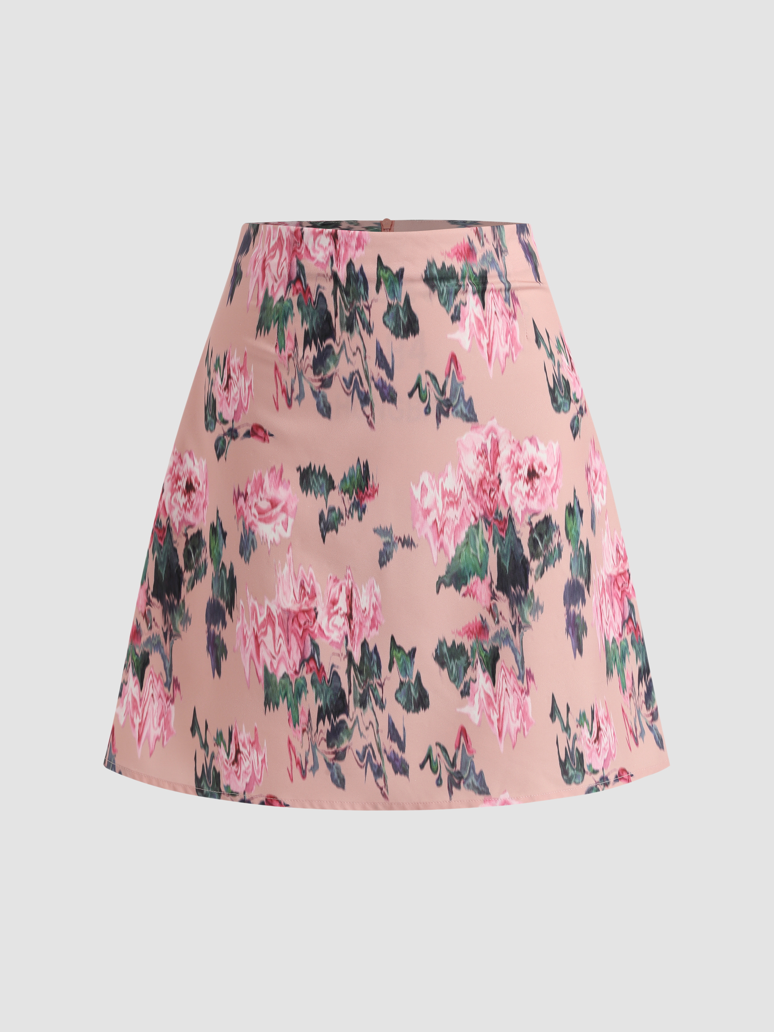 Floral Pattern Mini Skirt - Cider