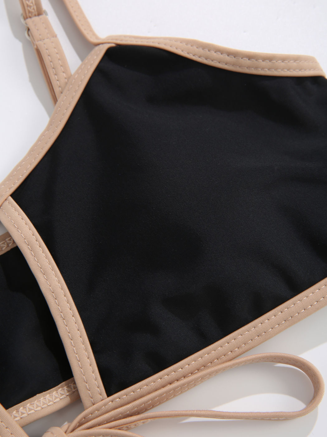 Contrasting Trim Bowknot Thong Bikini Set Cider