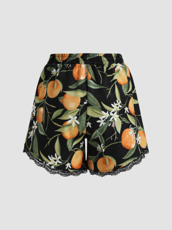 Harvest Fruits Lace Mini Shorts For Vacation