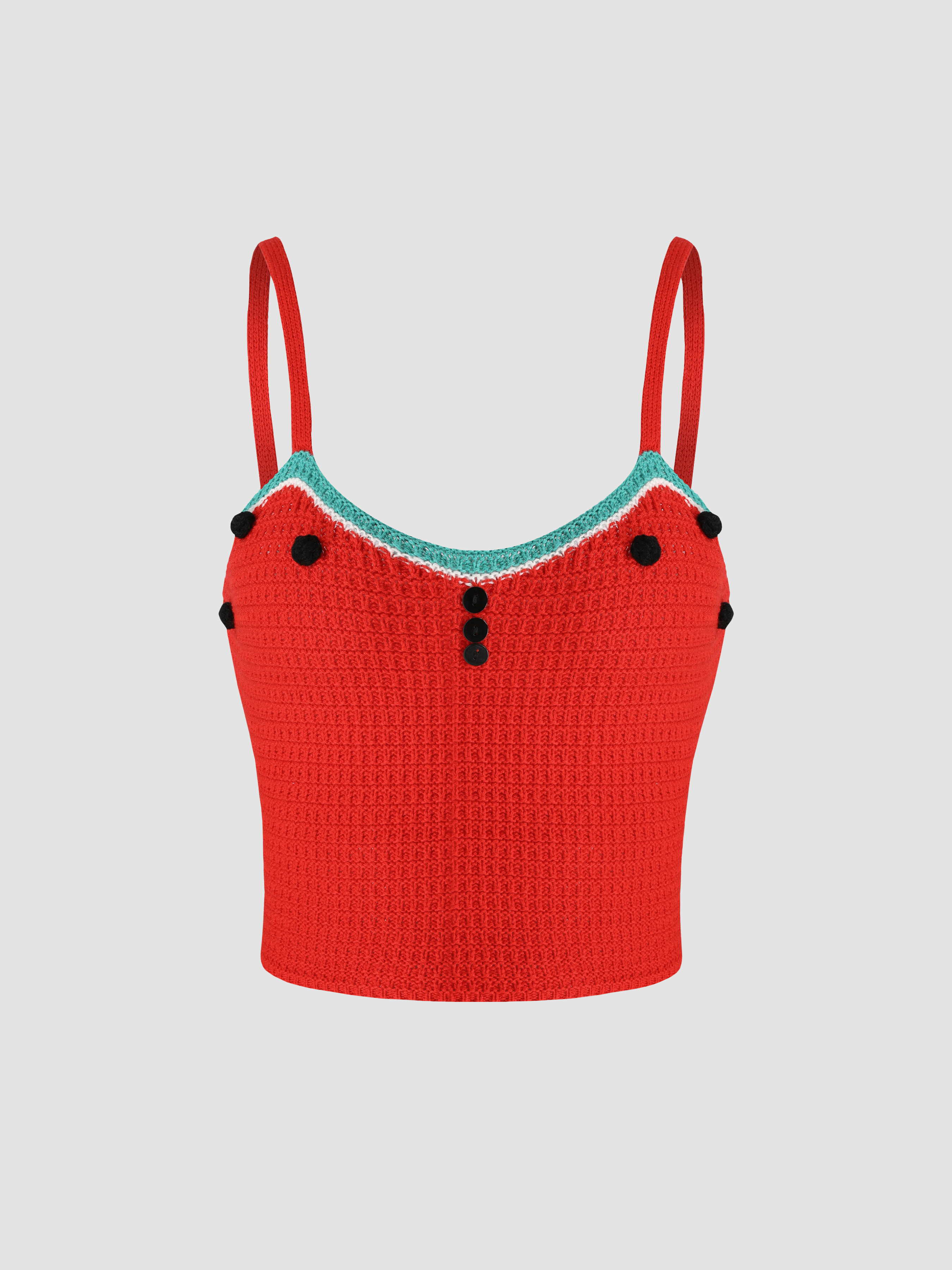 Solid Button Knit Tank Top - Cider