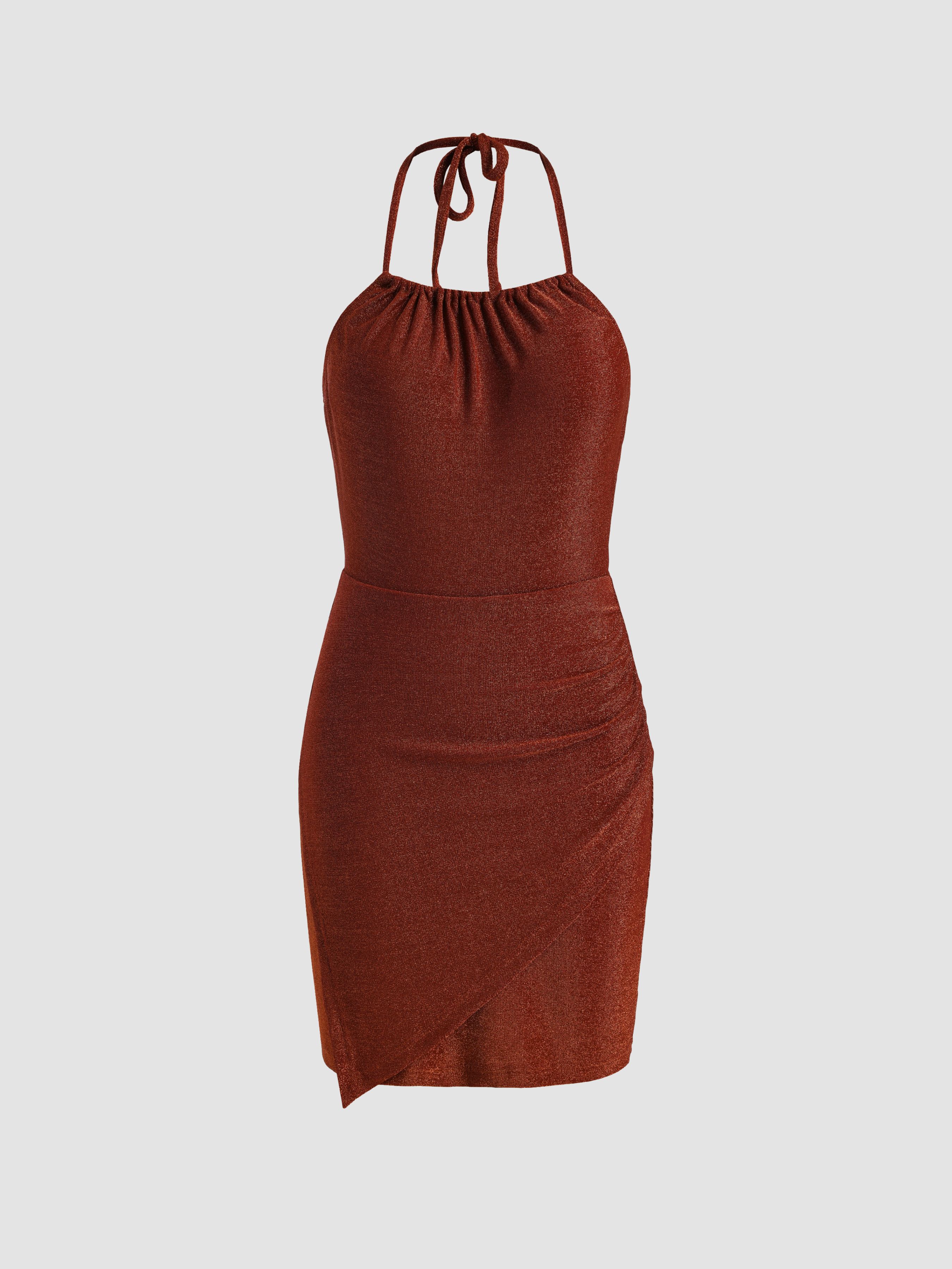 Drawstring Bodycon Halter Mini Dress