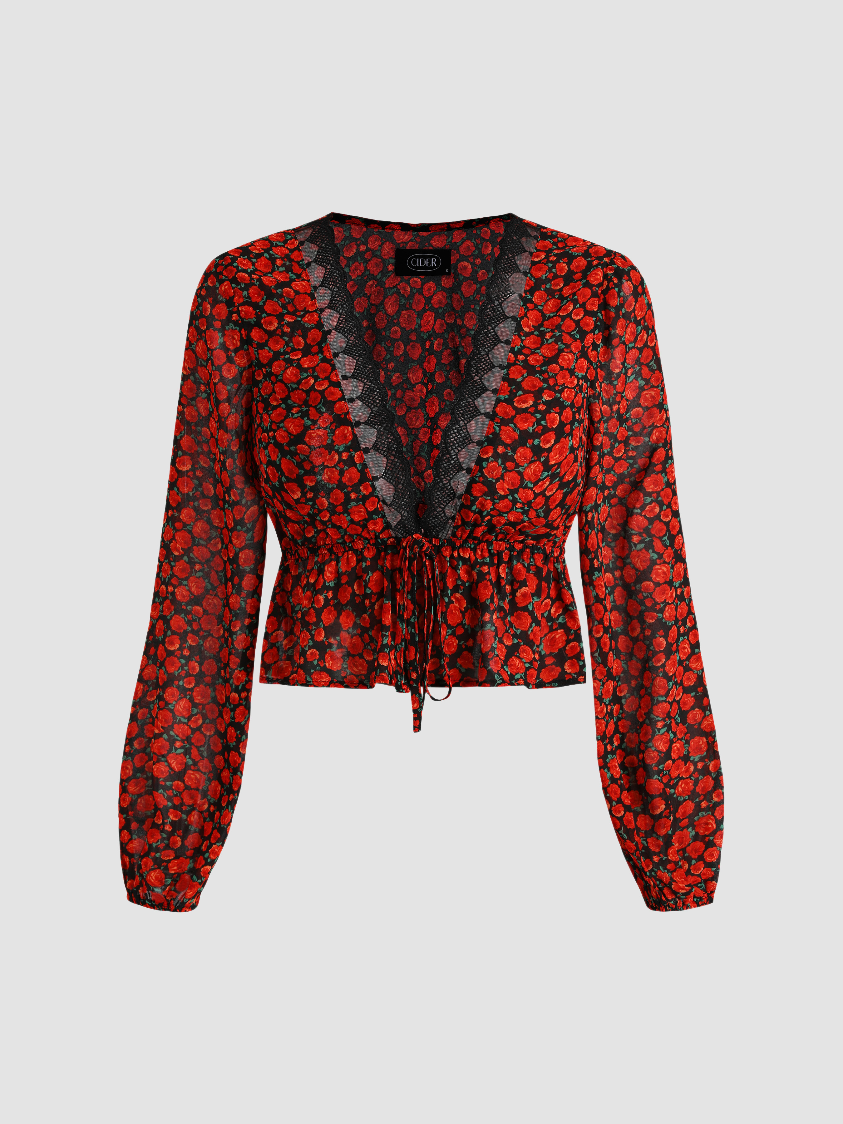 Rose Pattern Long Sleeve Top