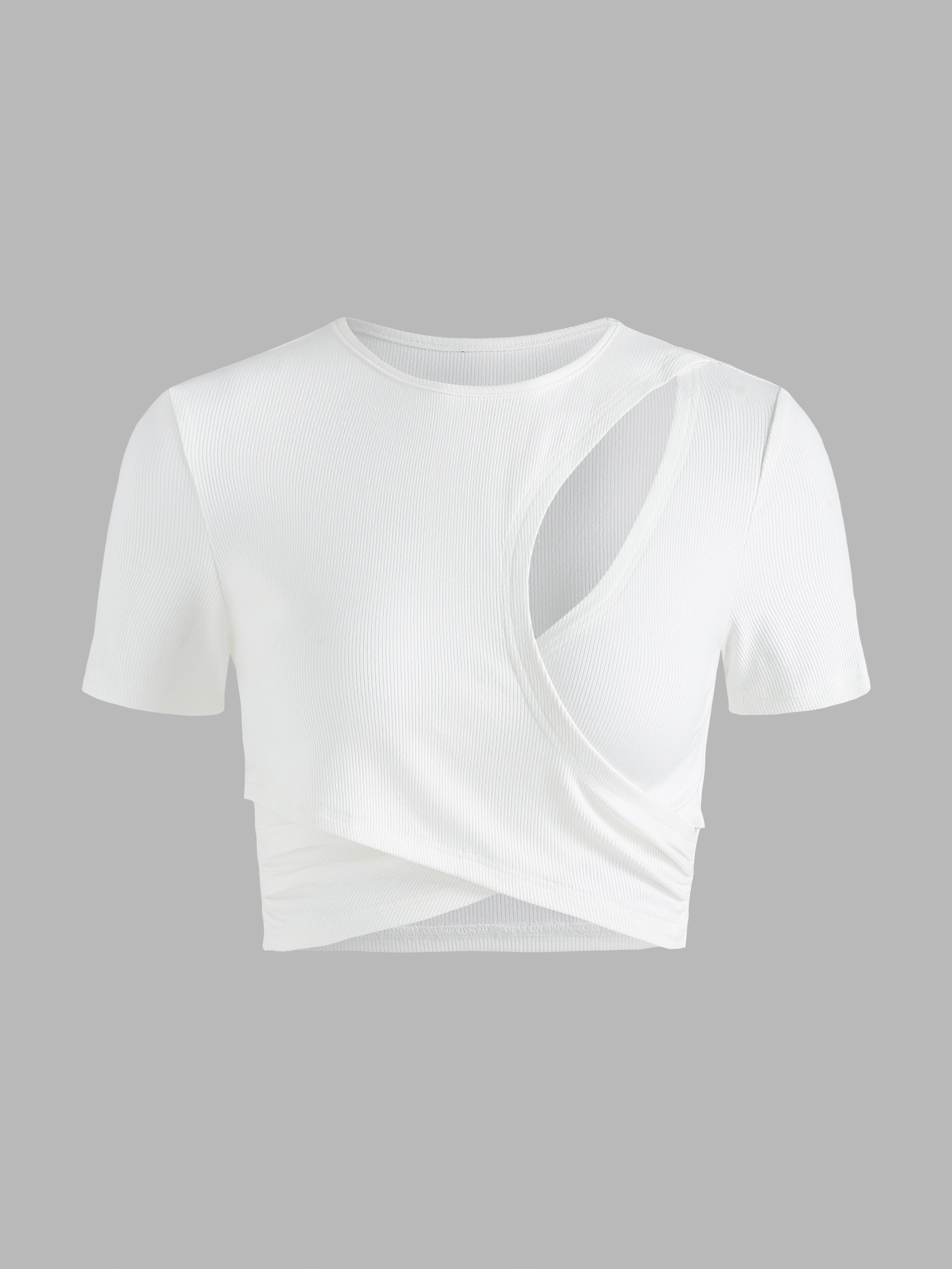 Solid Cut-Out Crop Tee Top For Vacation