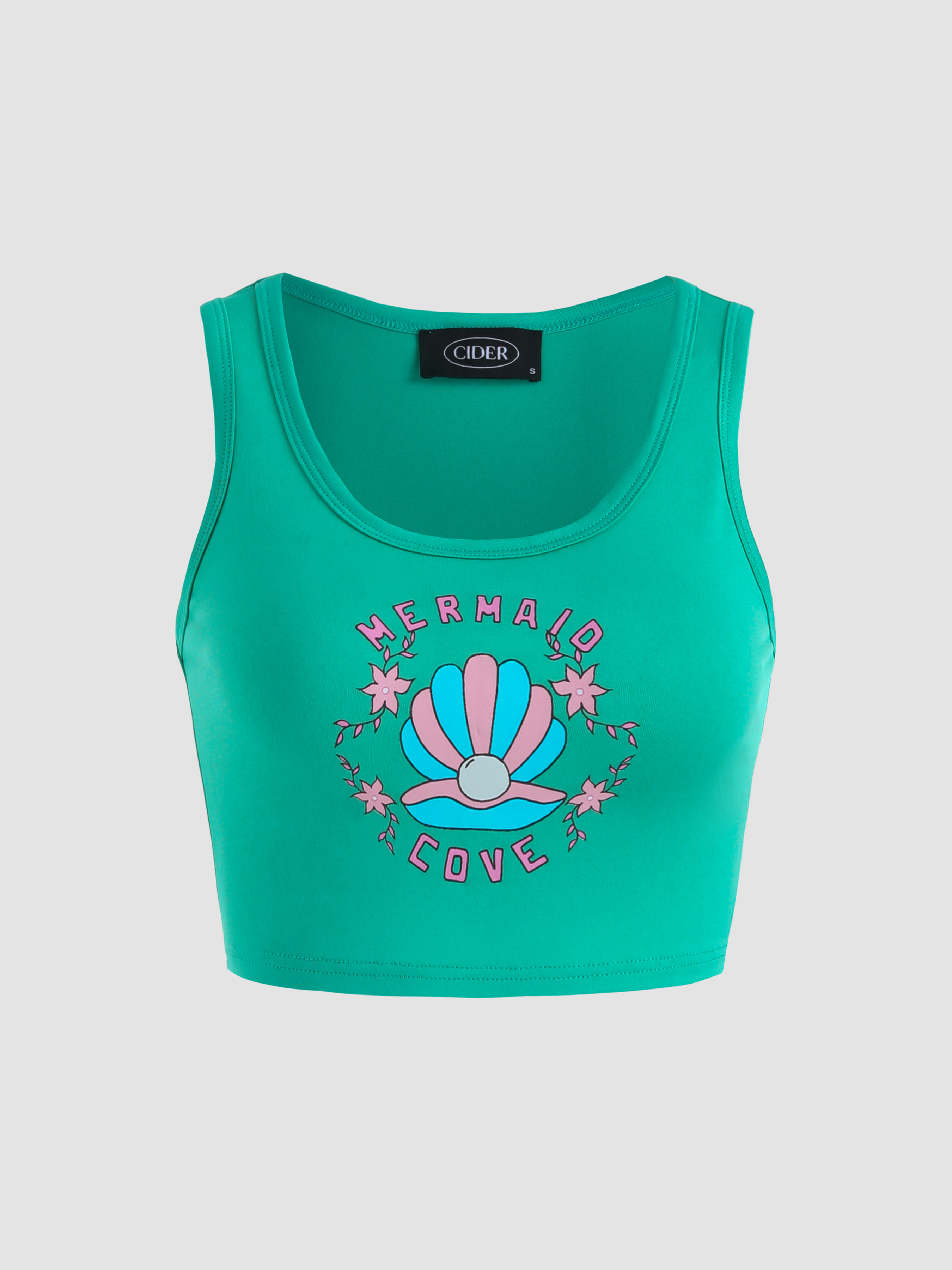 Mermaid Cove Graphic Crop Top For Vacation