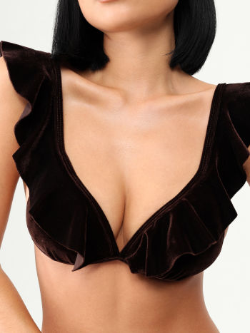 Velvet Ruffle Bikini Set - Cider