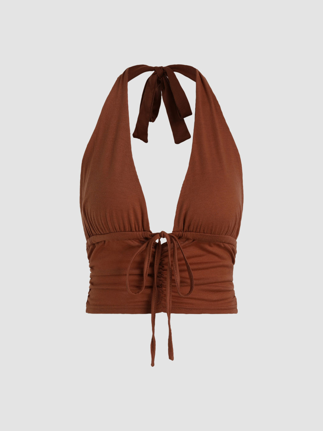 Jersey Brown Knot Front Halter