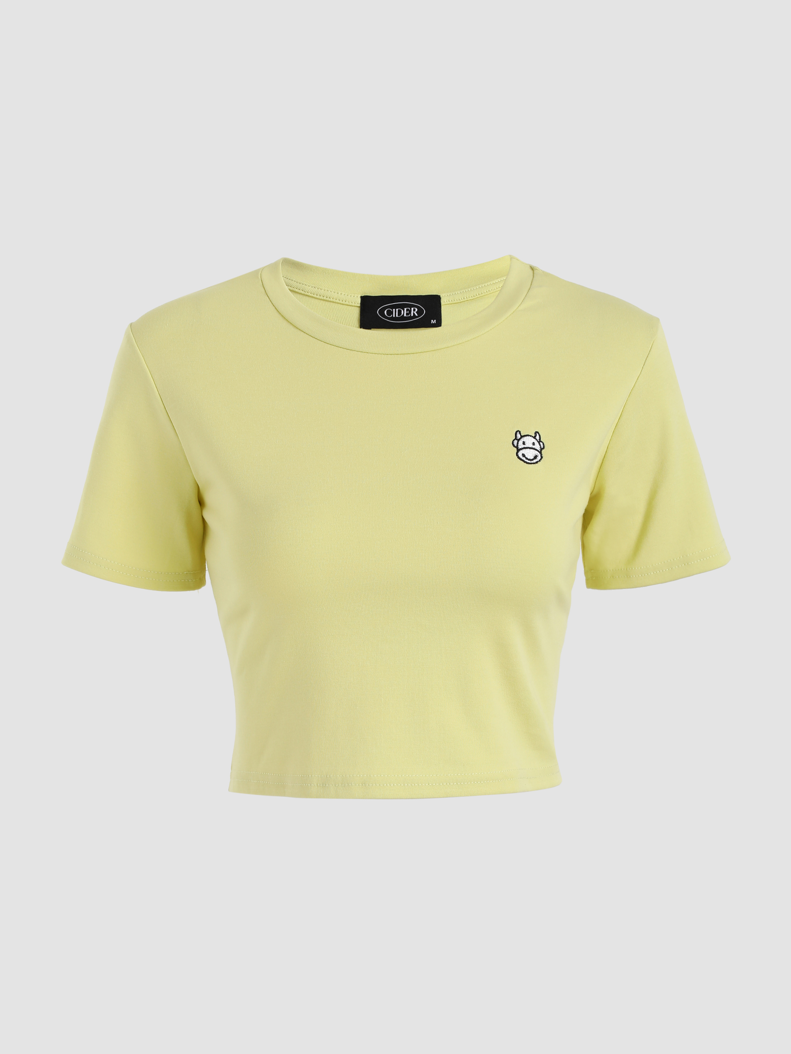 Yellow Cow In Heart Crop Top