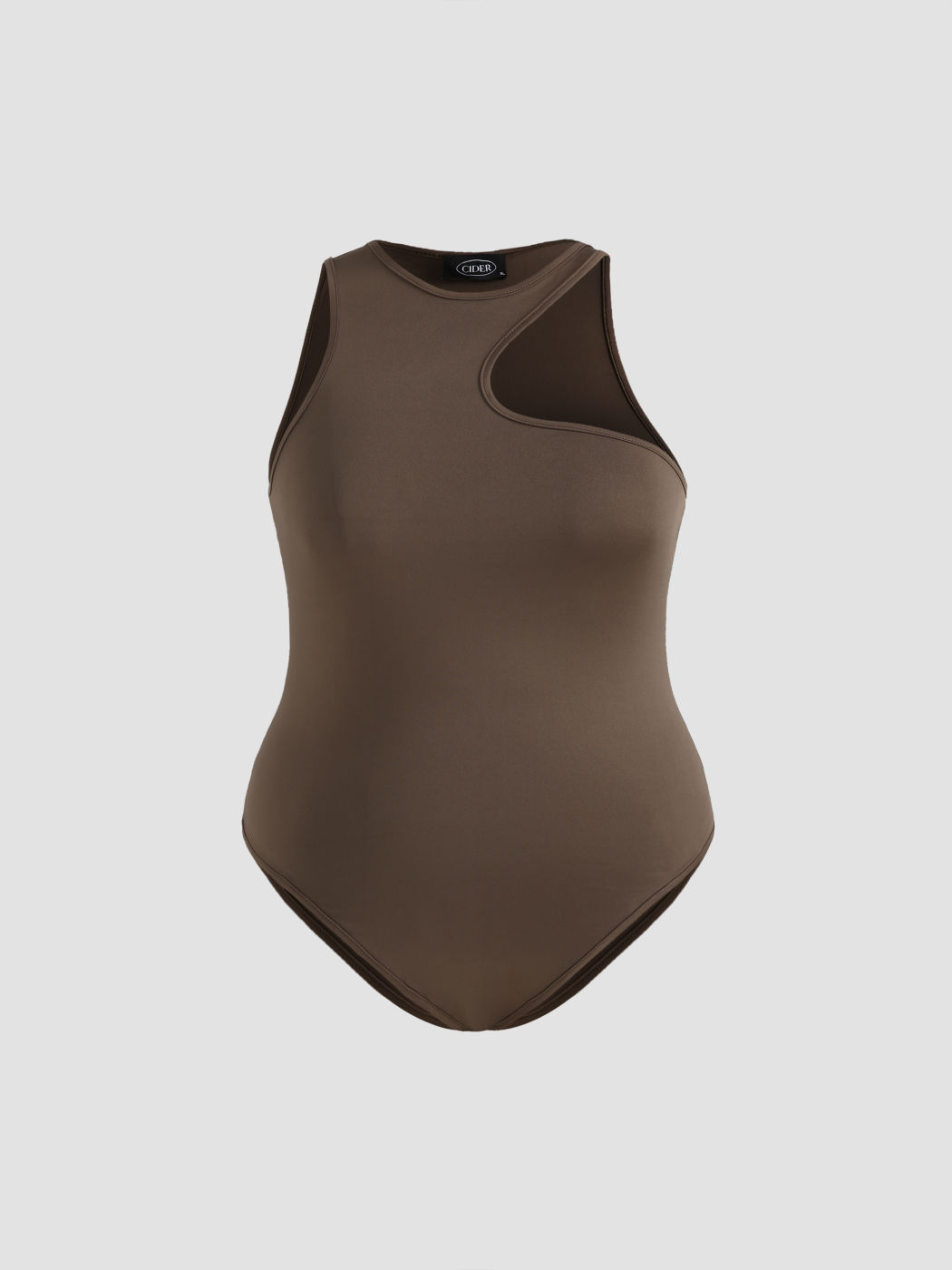Asymmetrical Solid Bodysuit Curve & Plus - Cider