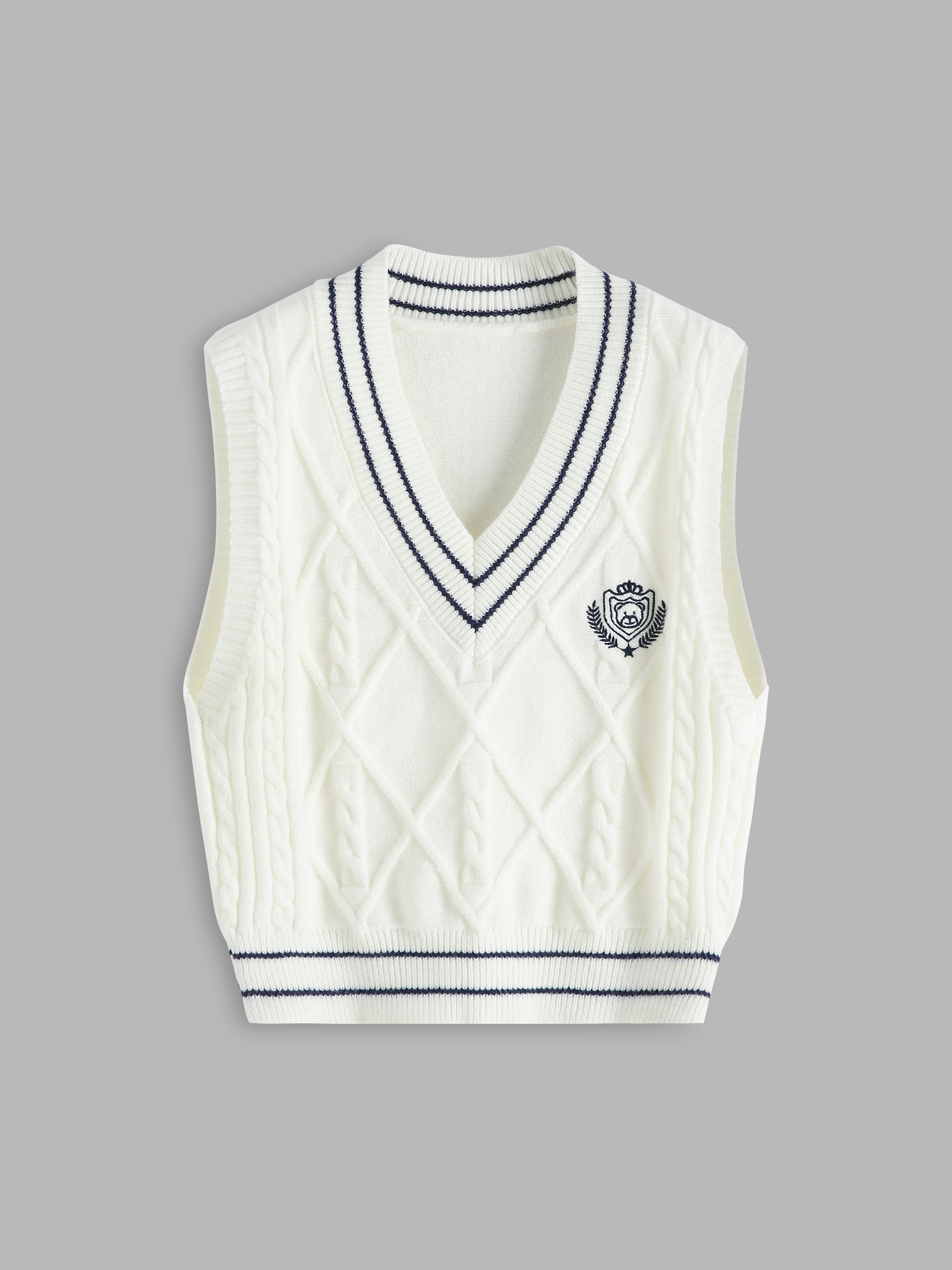 Bear Cable Knit Vest - Cider