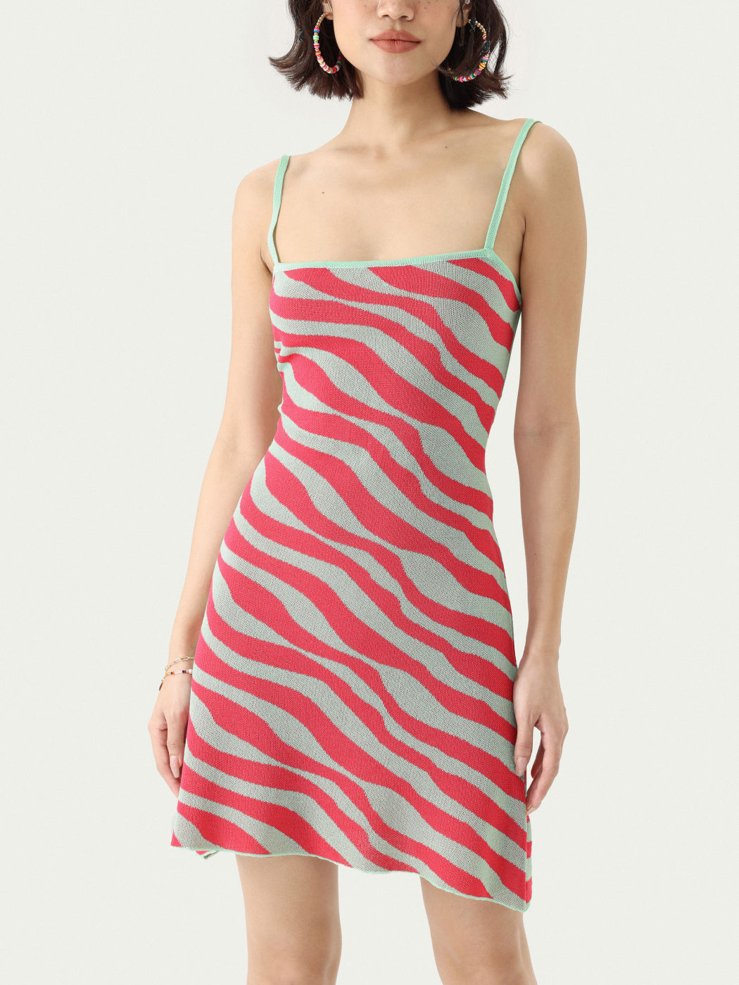 Christmas Knit Fabric Knit Wave Print Dress For Vacation