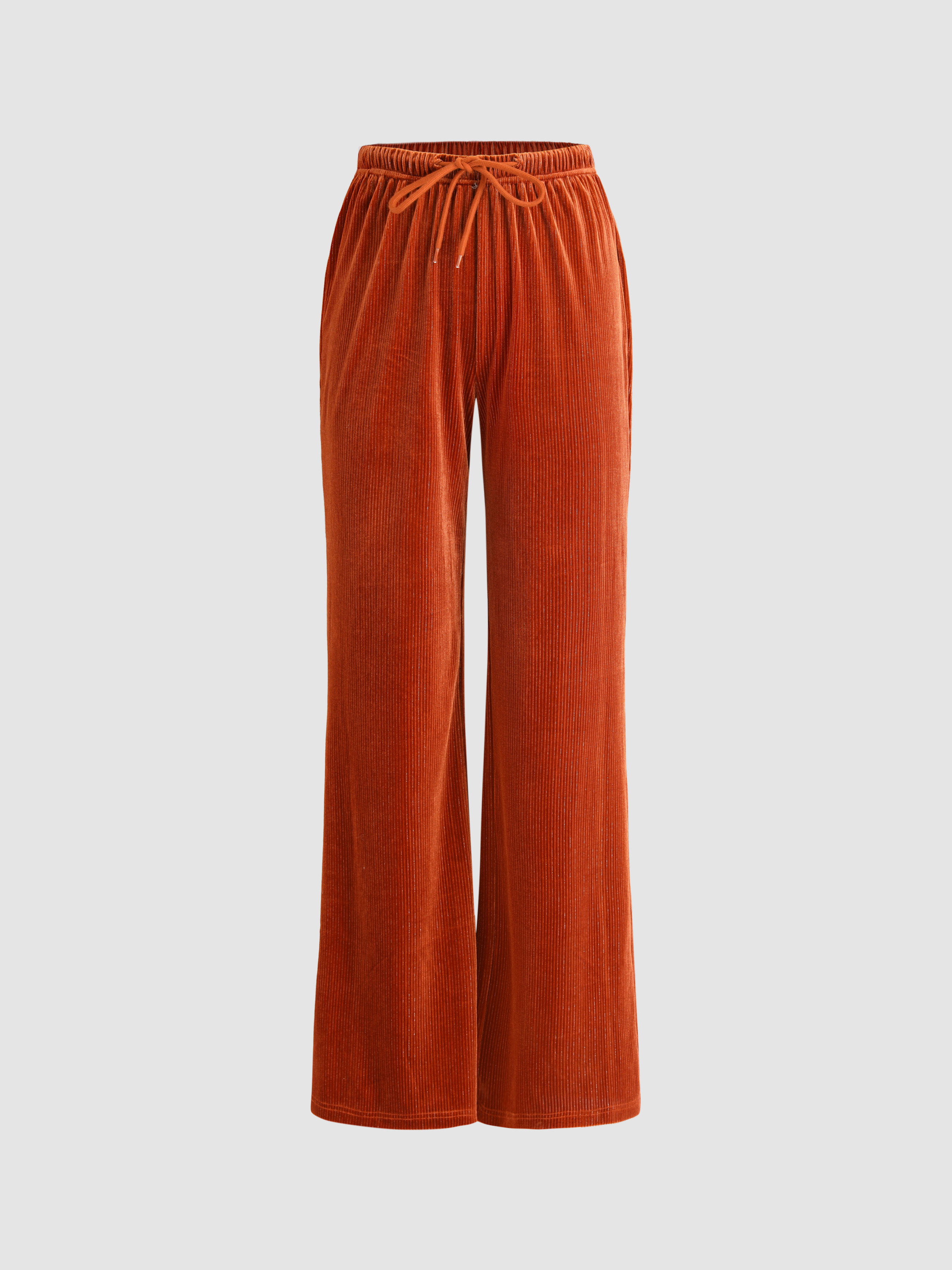Solid Wide Leg Trousers - Cider
