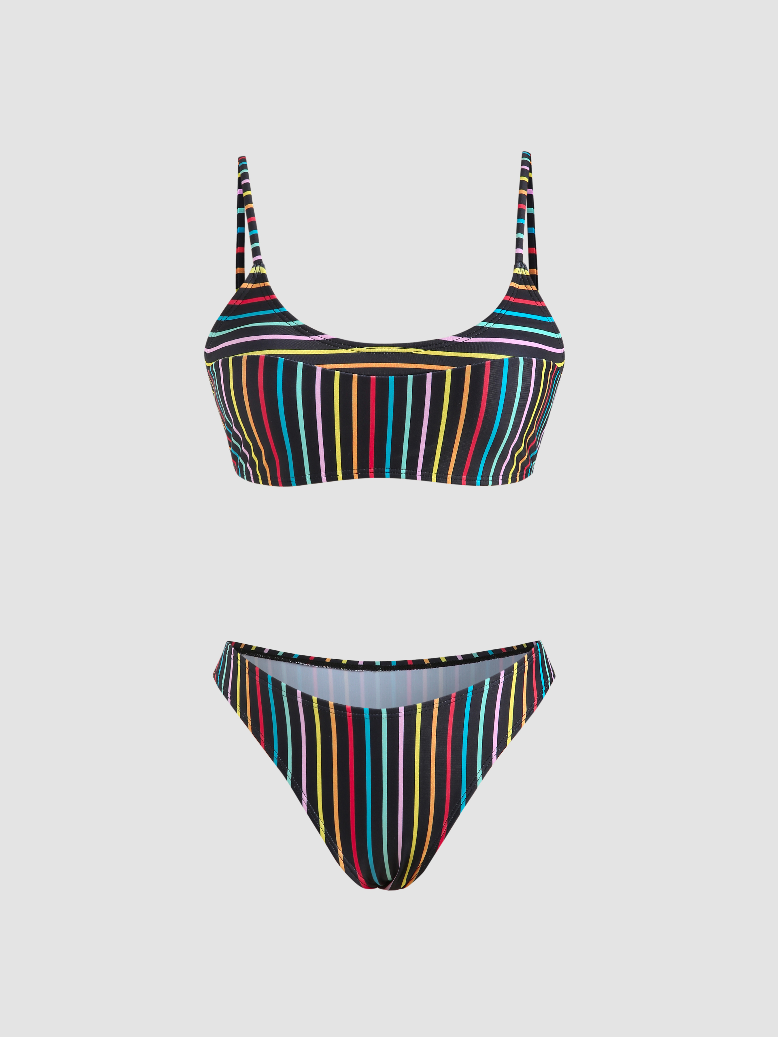 Color Striped Tankini Set - Cider