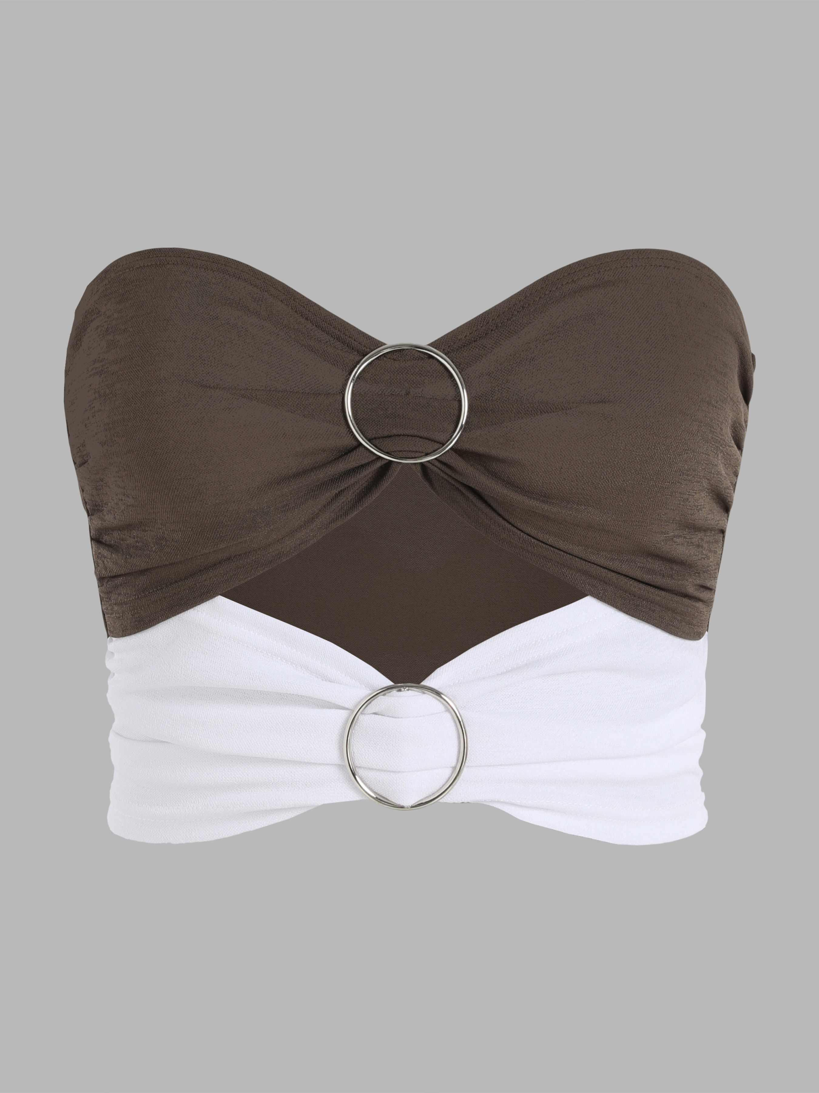 フロントリングクロップチューブトップ For 結婚式 パーティー/クラブ