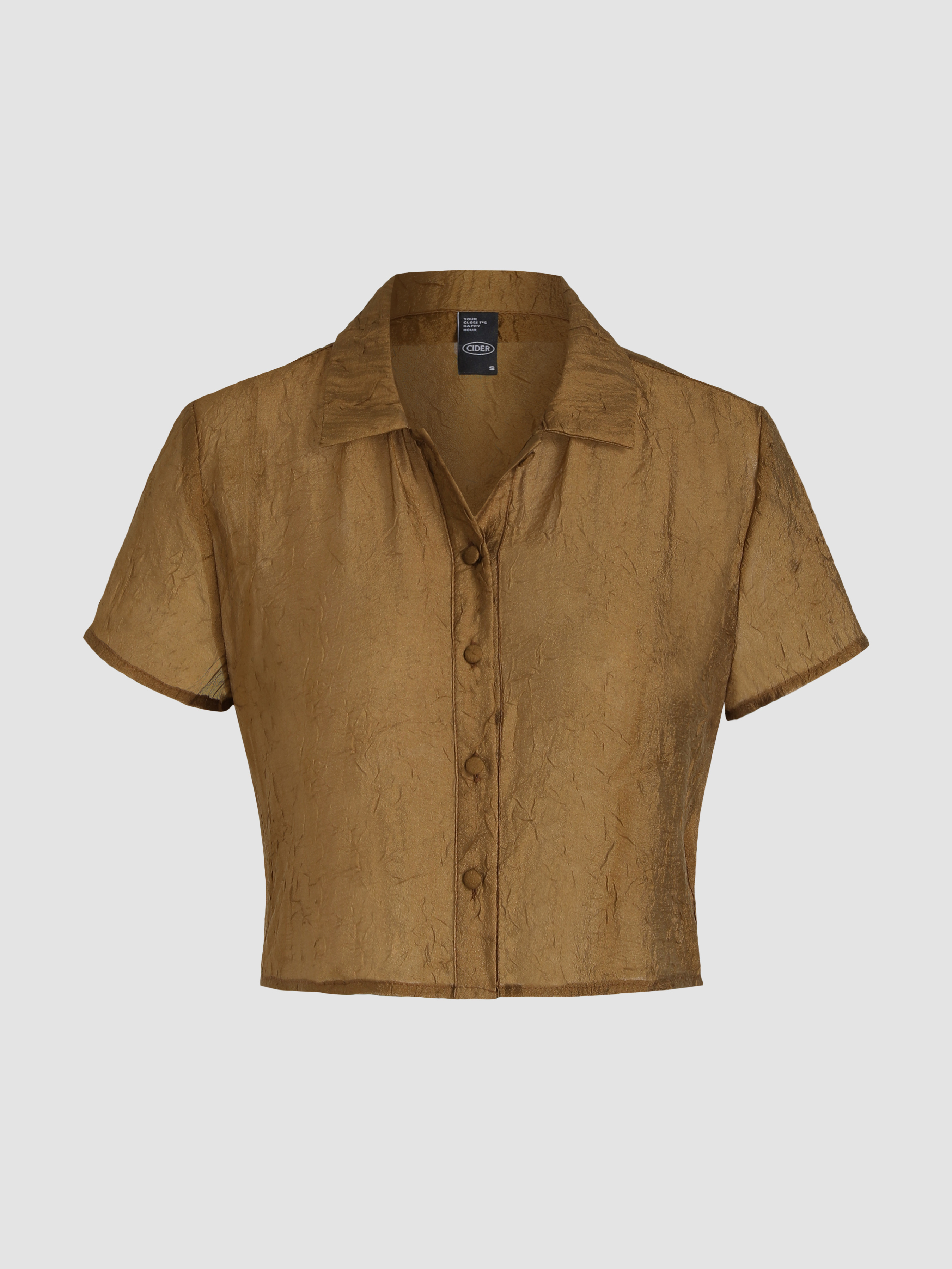 Solid Texture Polo Crop Top For Vacation