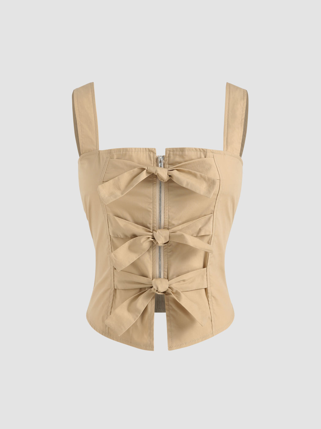 Bowknot Zipper Tank Top