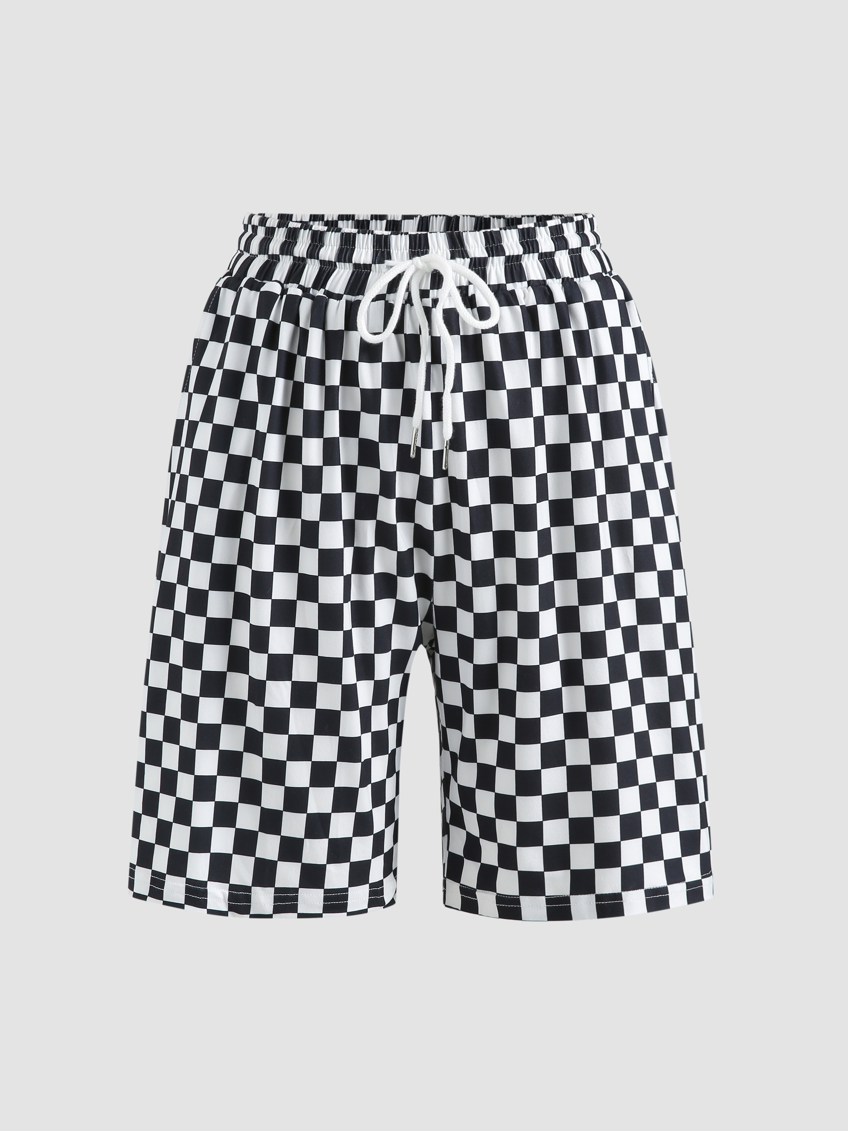 Checkerboard Elasticated Shorts - Cider