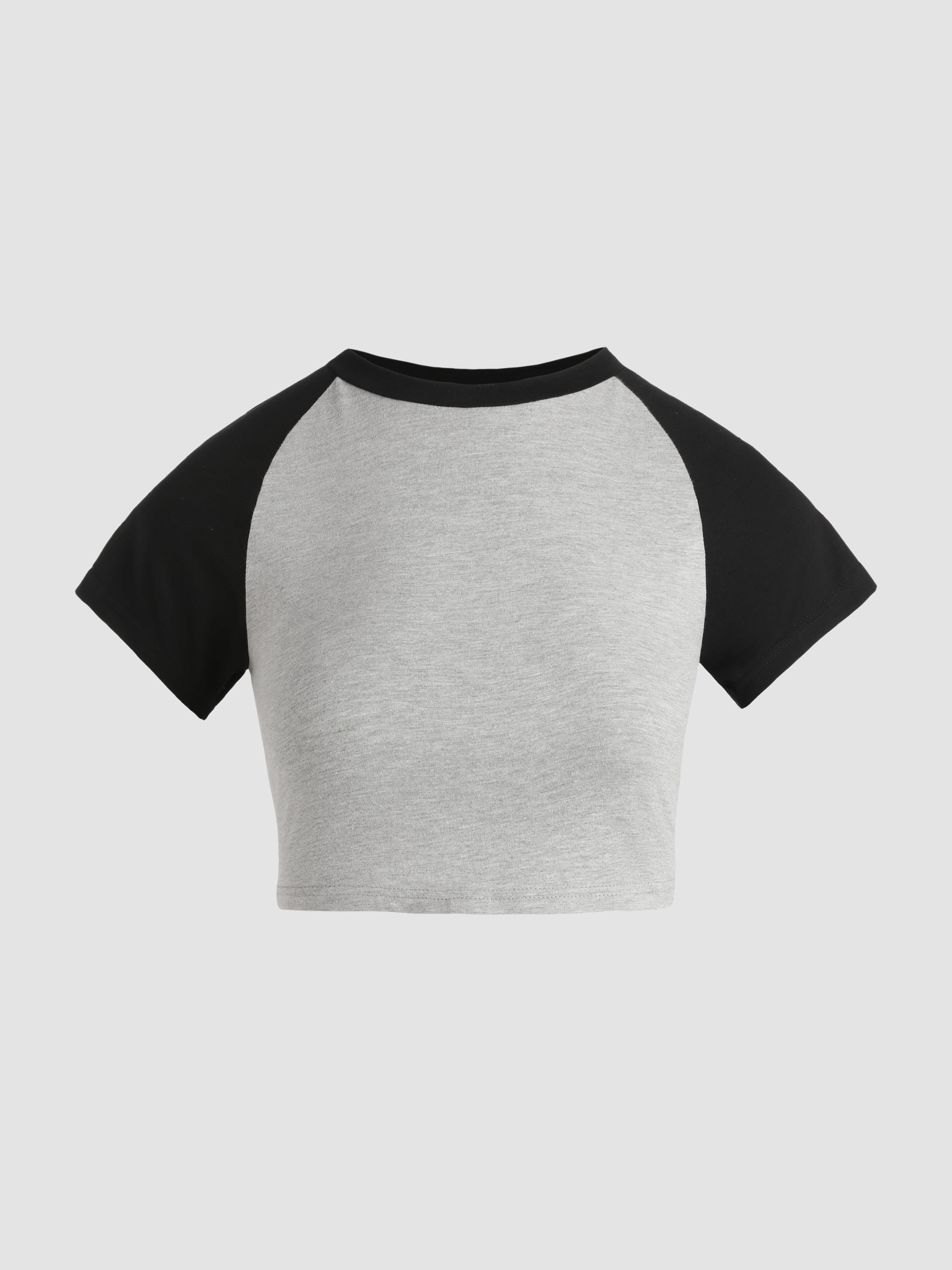 Patchwork Short Sleeve Crop Top